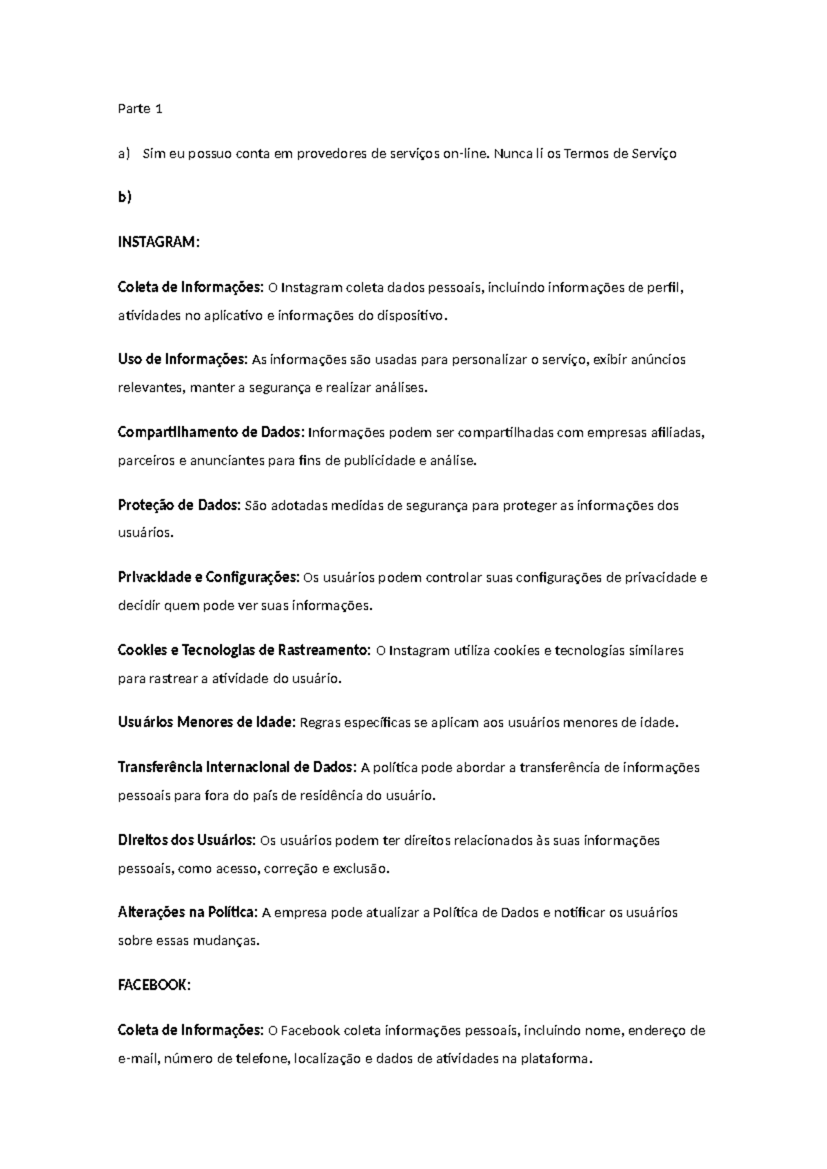 Amorim - Aula - Parte 1 a) Sim eu possuo conta em provedores de ...