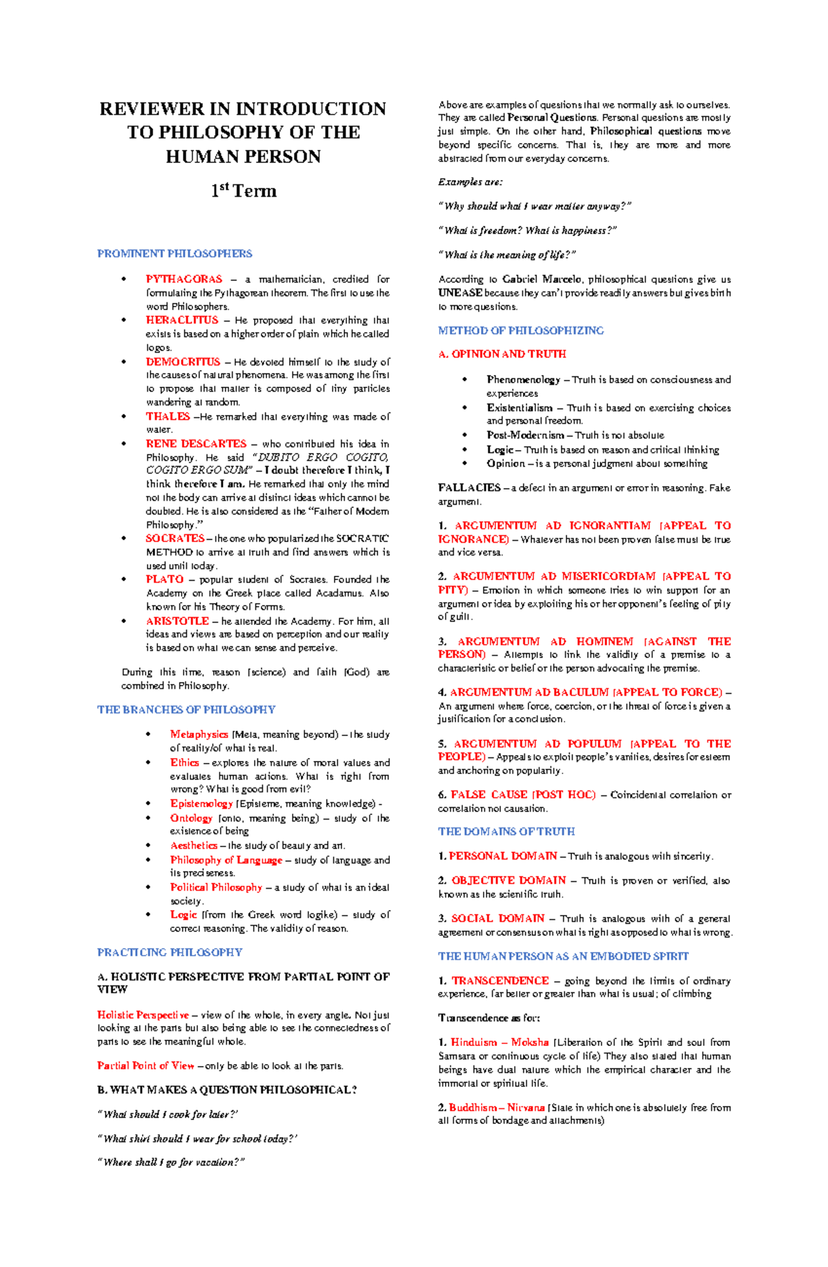 Philosophy-Reviewer - asdasf - REVIEWER IN INTRODUCTION TO PHILOSOPHY ...