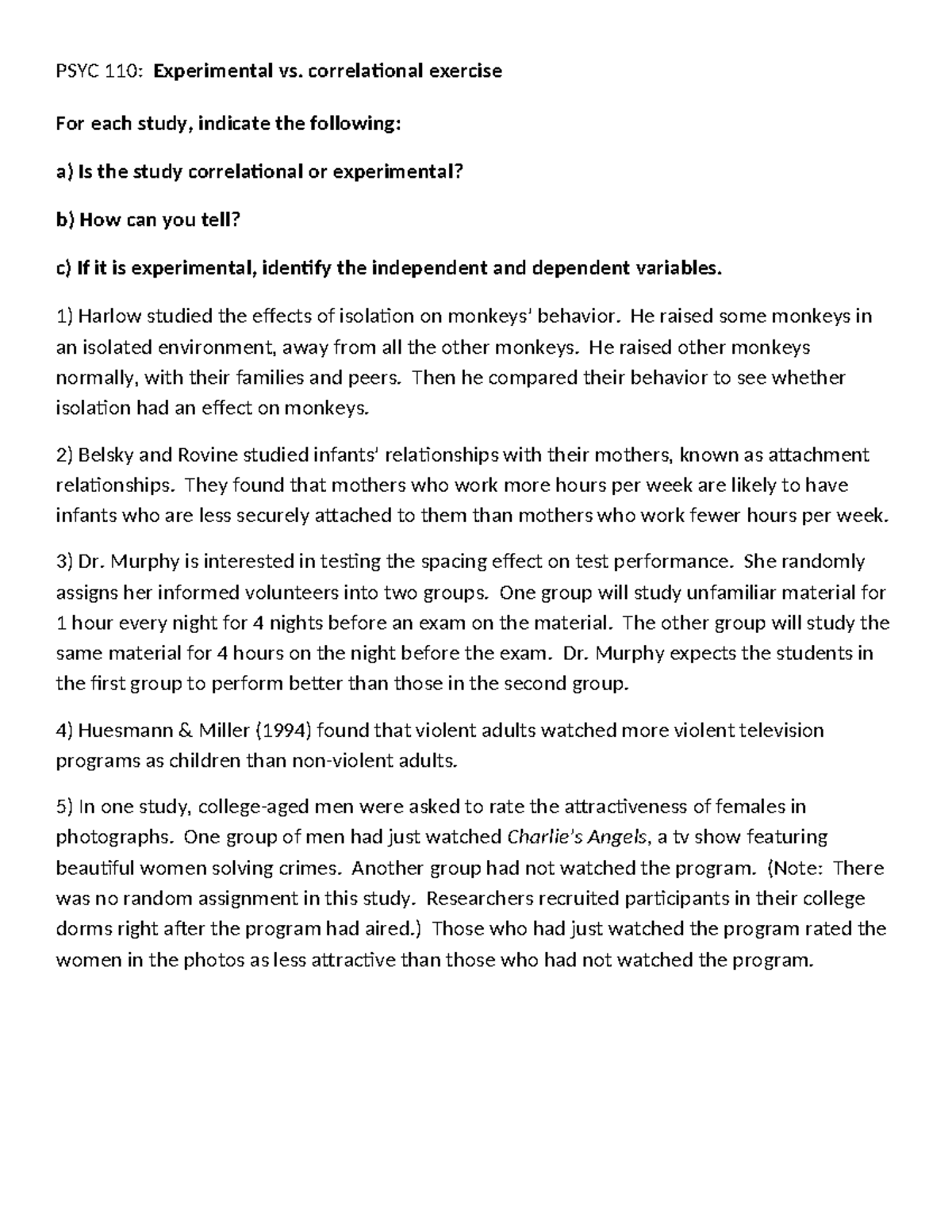Psyc 110 correlation vs experiment - PSYC 110: Experimental vs ...