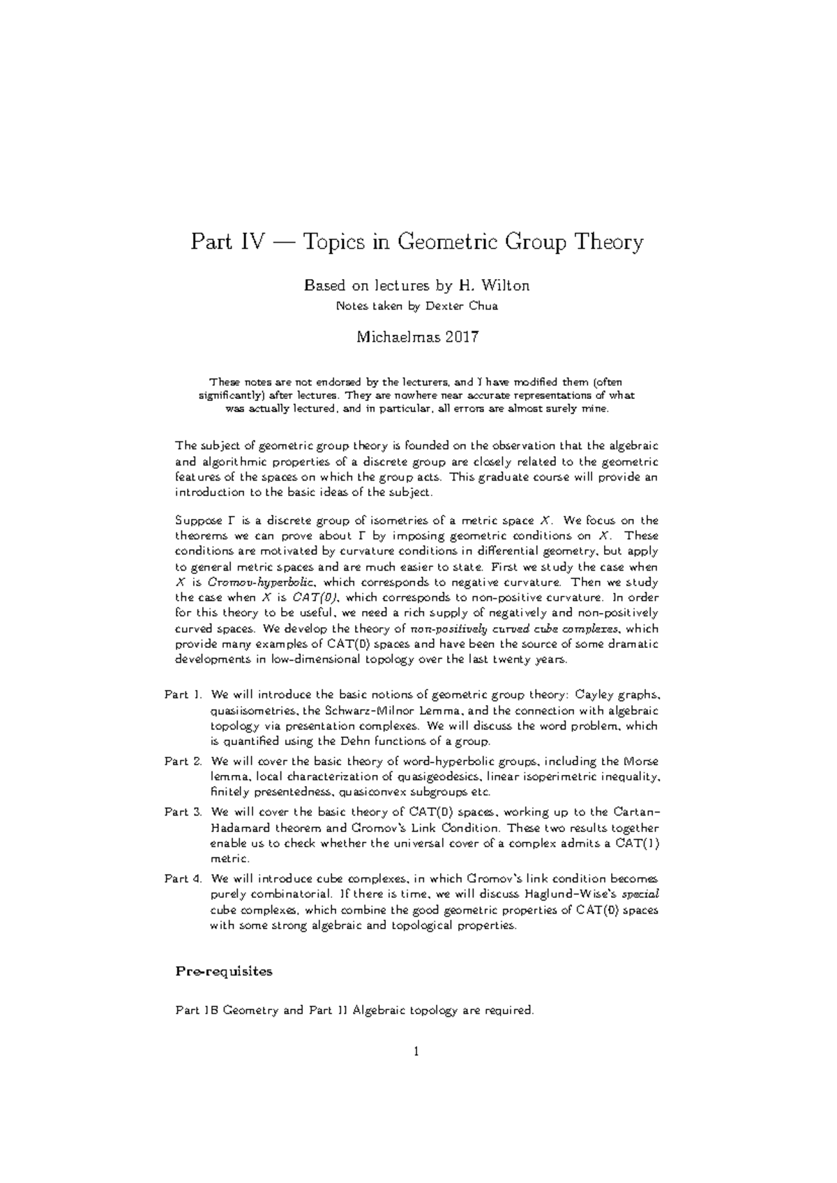 Topics in geometric group theory - Part IV — Topics in Geometric Group ...
