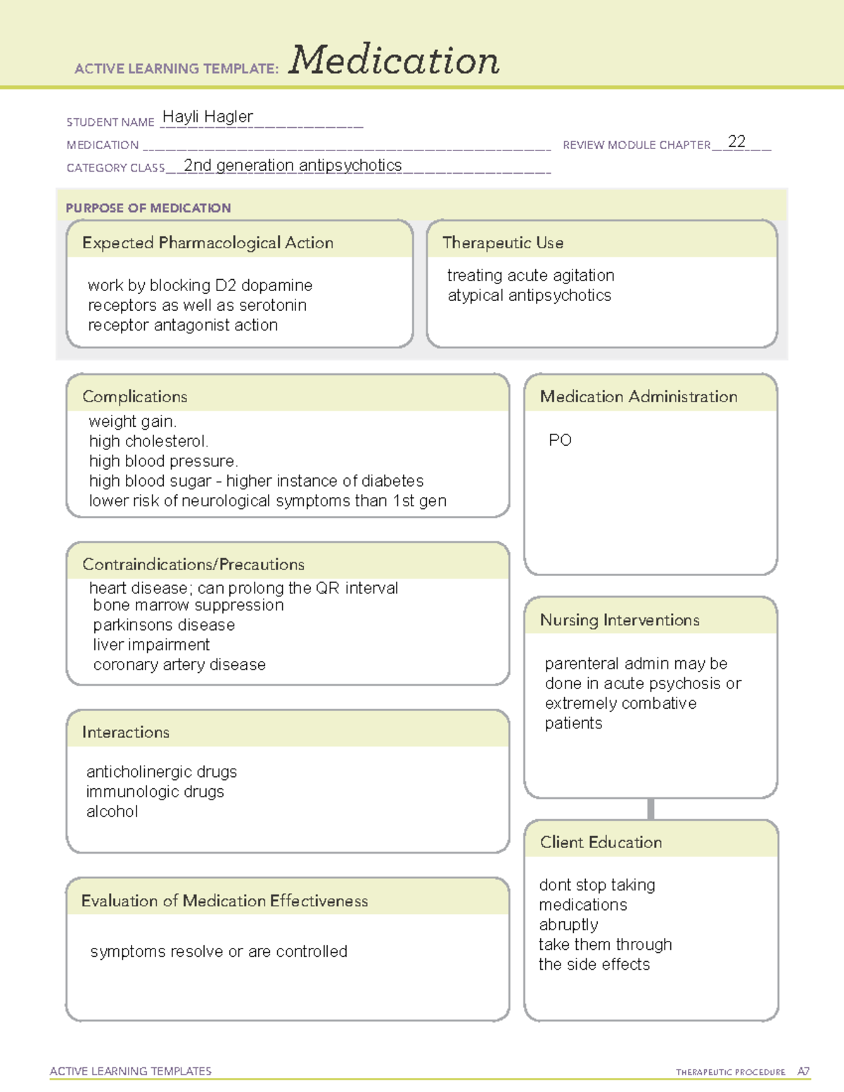 2nd gen antipsychotics - ACTIVE LEARNING TEMPLATES THERAPEUTIC ...