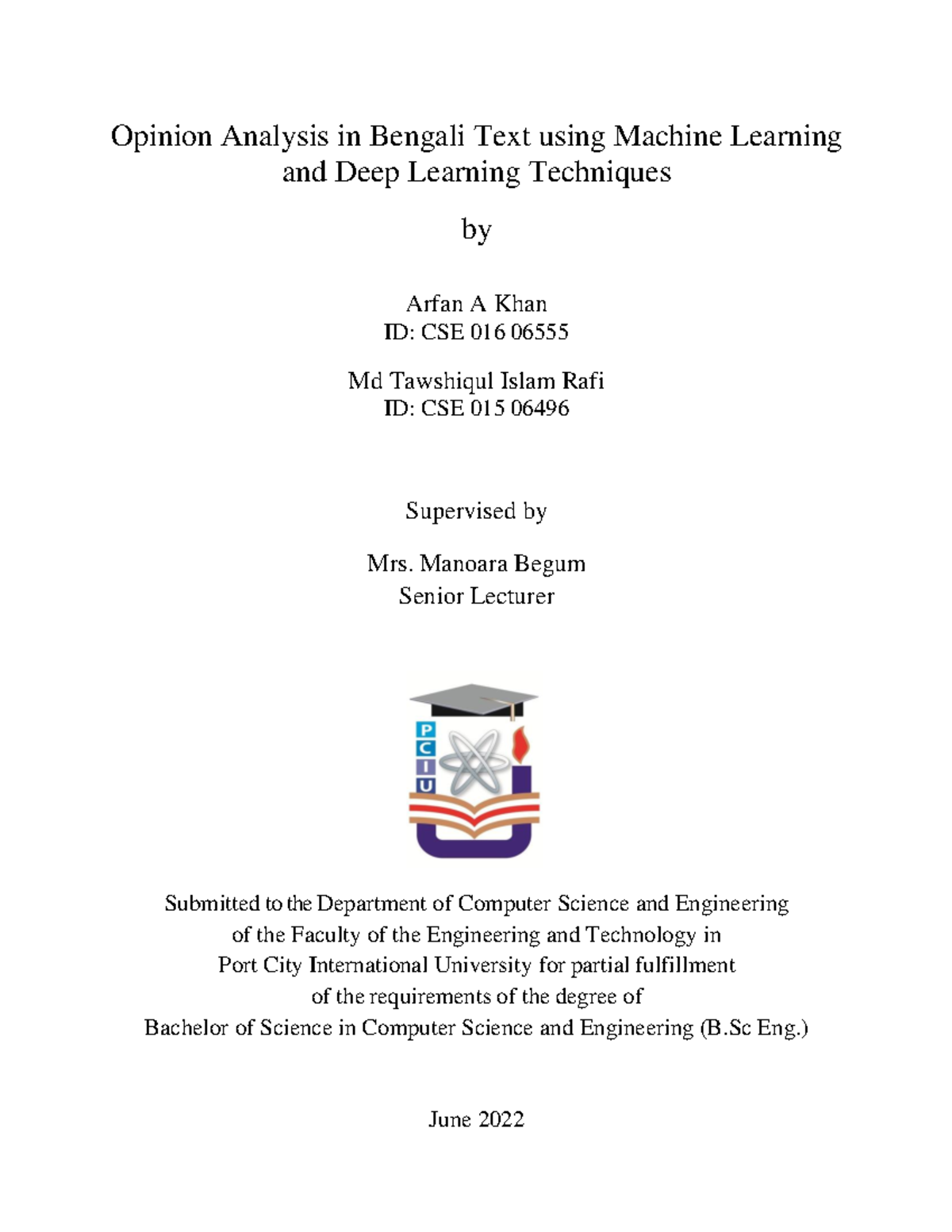 Documentation Report Arfan - Opinion Analysis in Bengali Text using ...