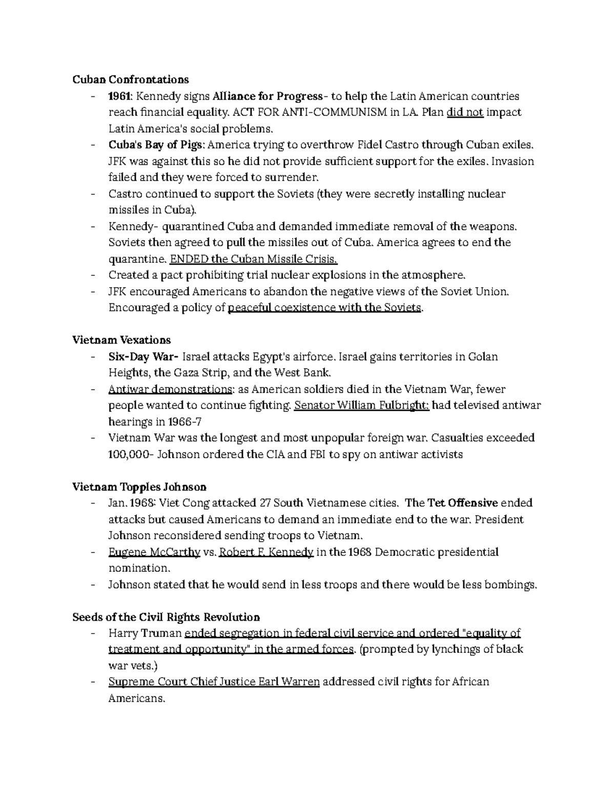 Chapter Reading Notes - Cuban Confrontations - 1961 : Kennedy signs ...