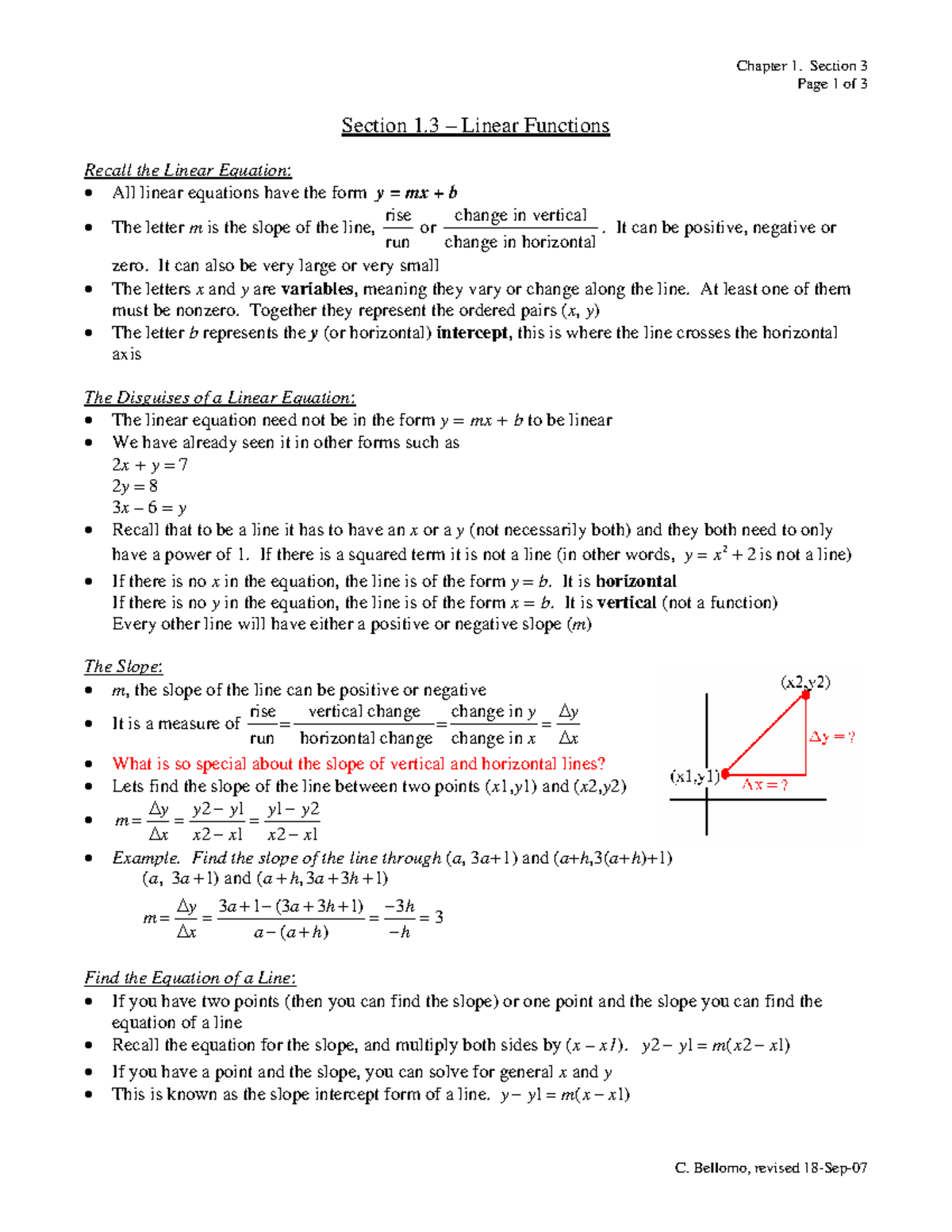 Ch01-Sect03 MATH 124 College Algebra 2010 - Chapter 1. Section 3 Page 1 ...