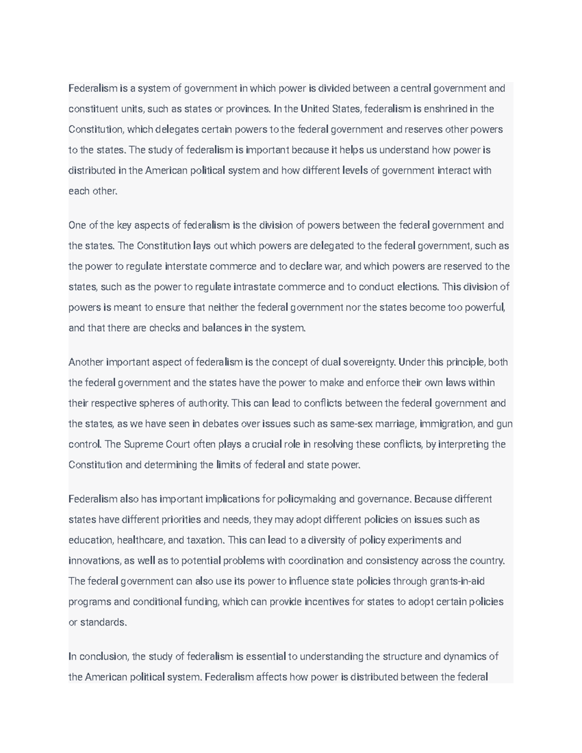 US National Government - Federalism is a system of government in which ...