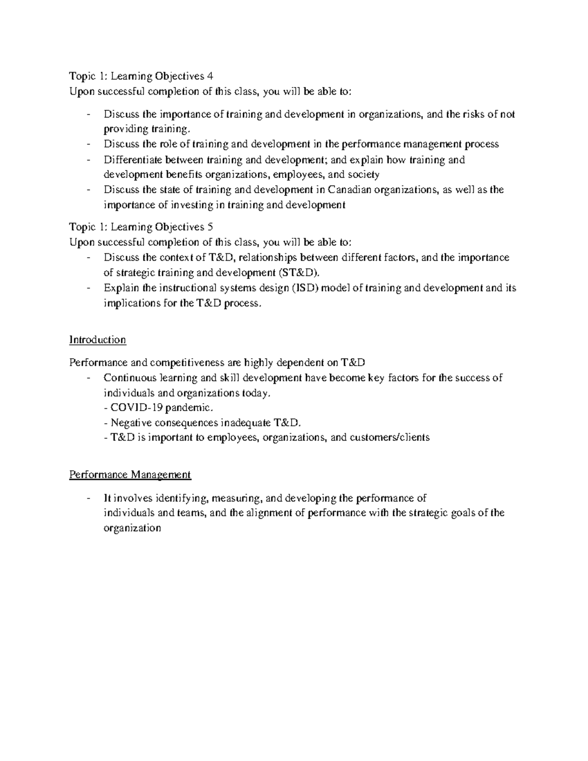Training and Development Lecture 1 - Topic 1: Learning Objectives 4 ...