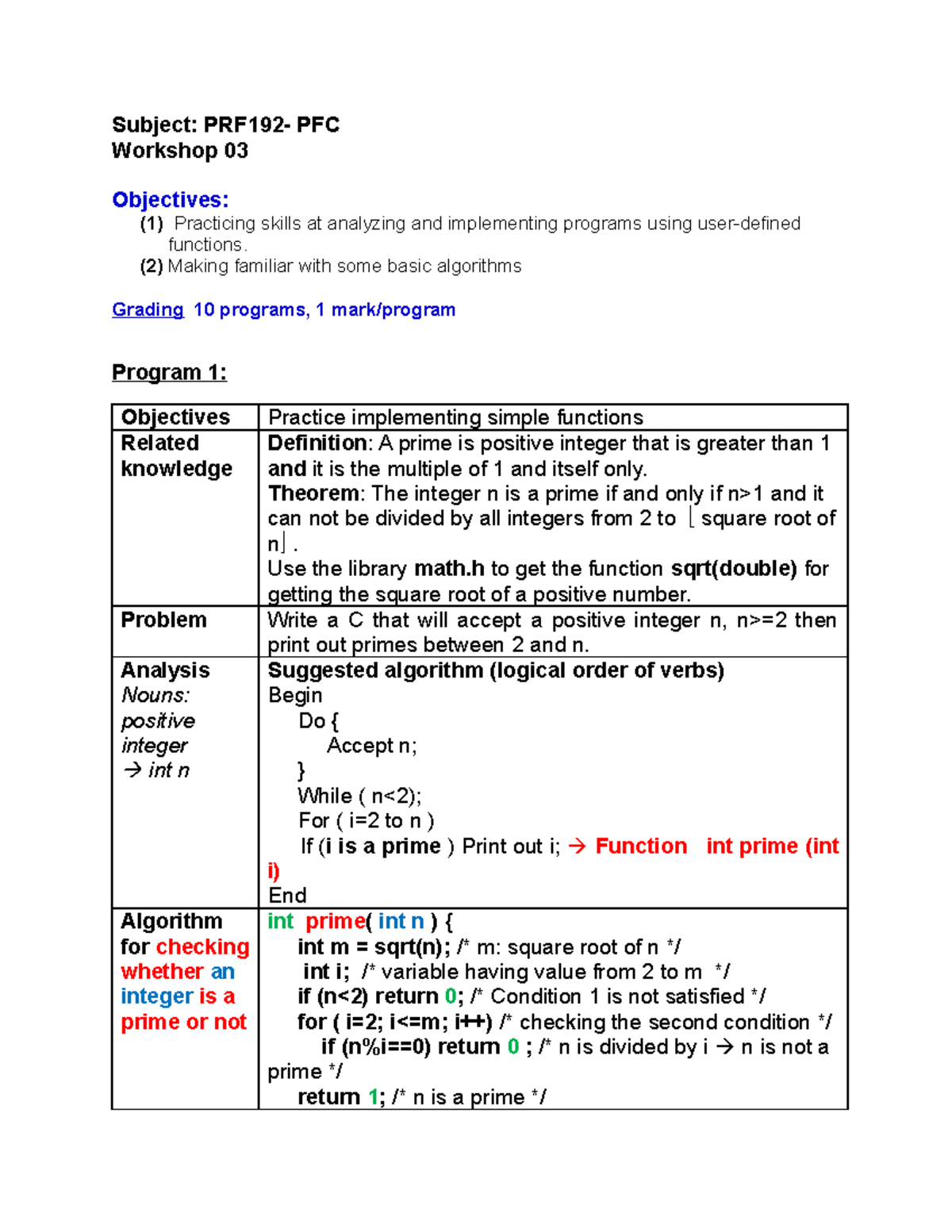 Bui Minh Tri - SE170262 - WS3 - Subject: PRF192- PFC Workshop 03 Objectives: (1) Practicing ...