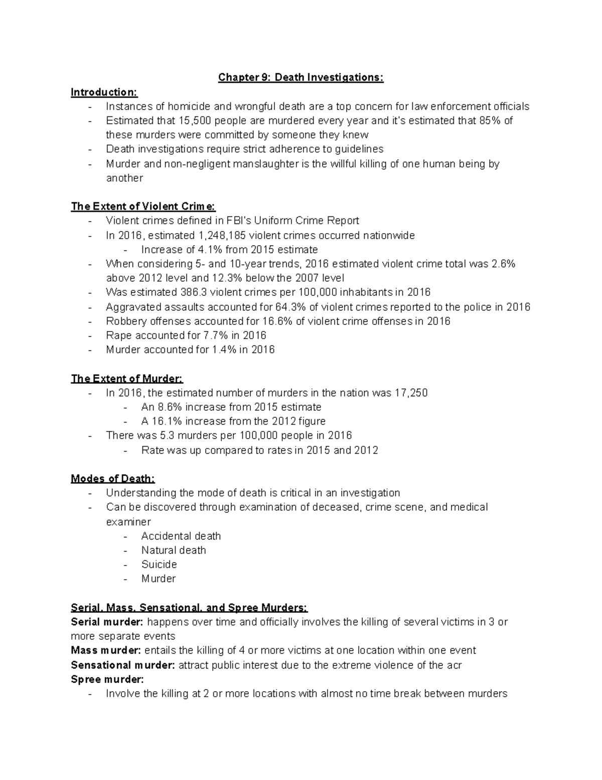 Reflection - notes - Chapter 9: Death Investigations: Introduction ...