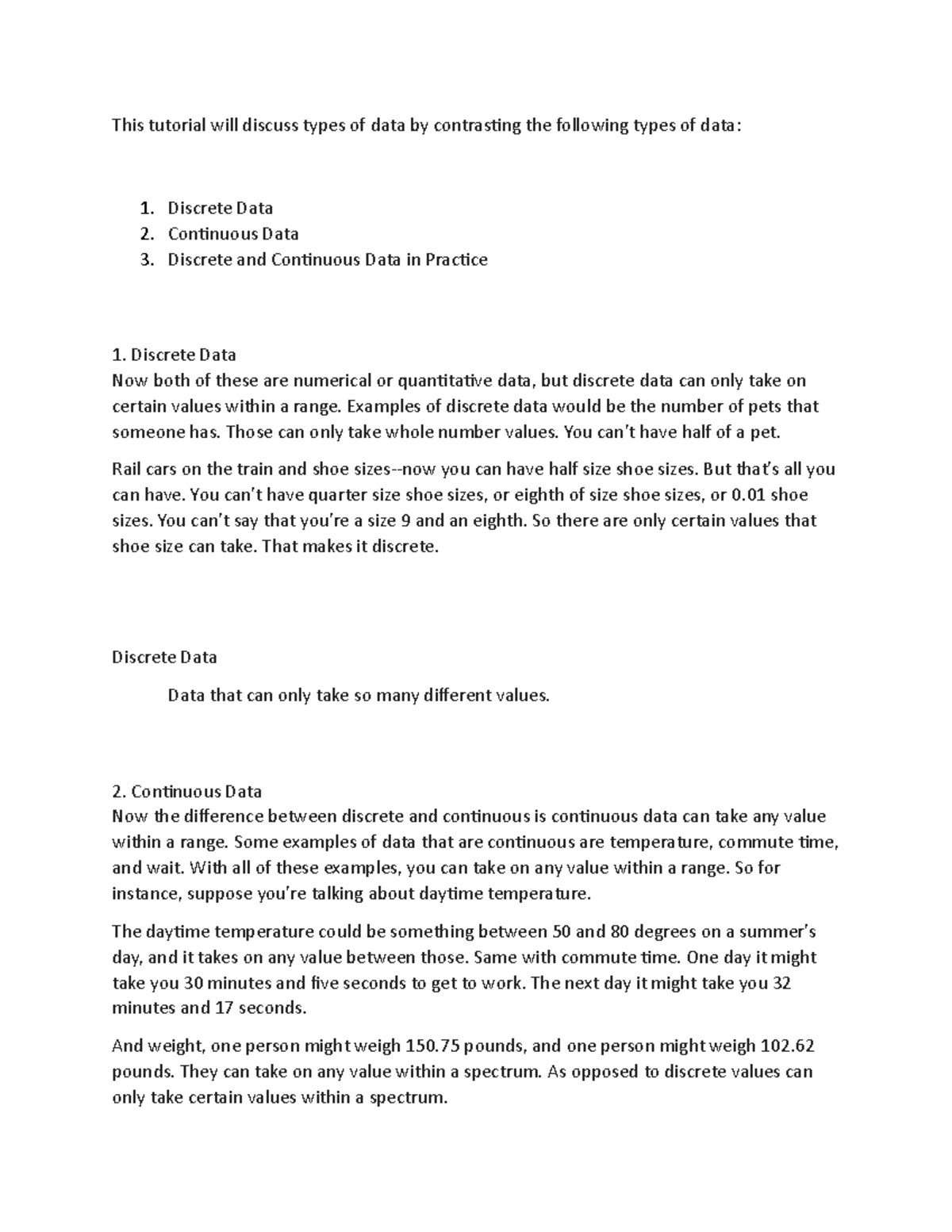 Document 11 - tutorial - This tutorial will discuss types of data ...
