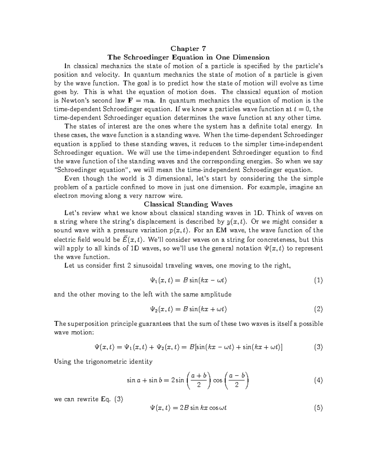 Chapter 7 Chapter 7 The Schroedinger Equation In One Dimension In chapter-7-chapter-7-the-schroedinger-equation-in-one-dimension-in
