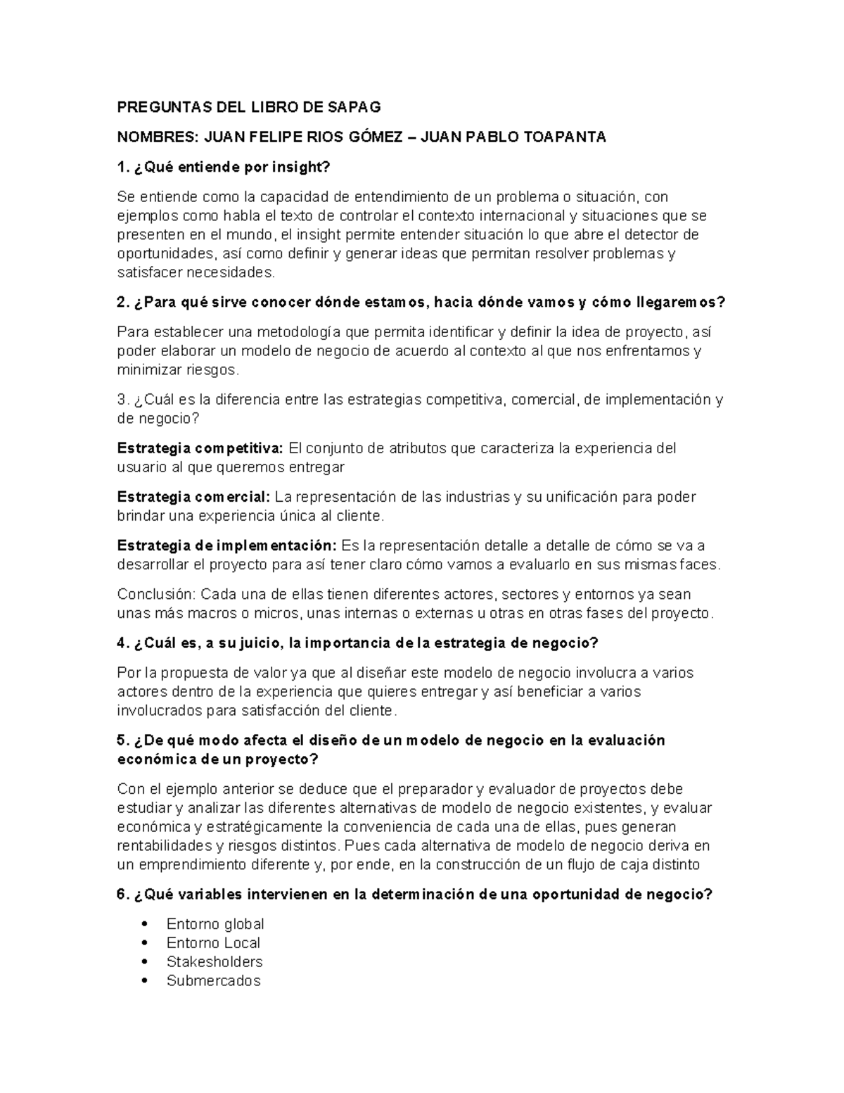 Preguntas DEL Libro DE Sapag - PREGUNTAS DEL LIBRO DE SAPAG NOMBRES ...