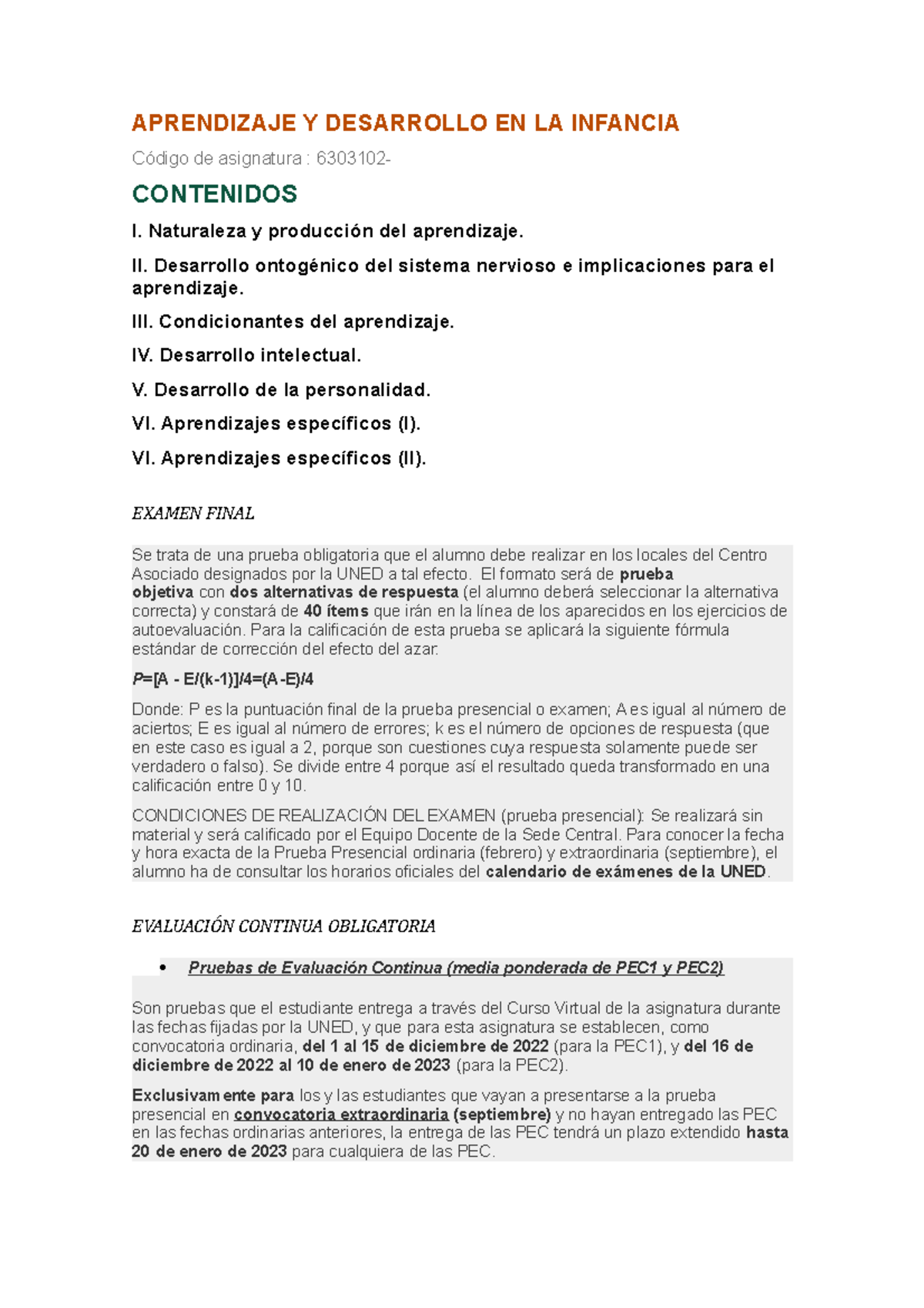 Contenidos DE Aprendizaje Y Desarrollo EN LA Infancia - APRENDIZAJE Y DESARROLLO EN LA INFANCIA ...