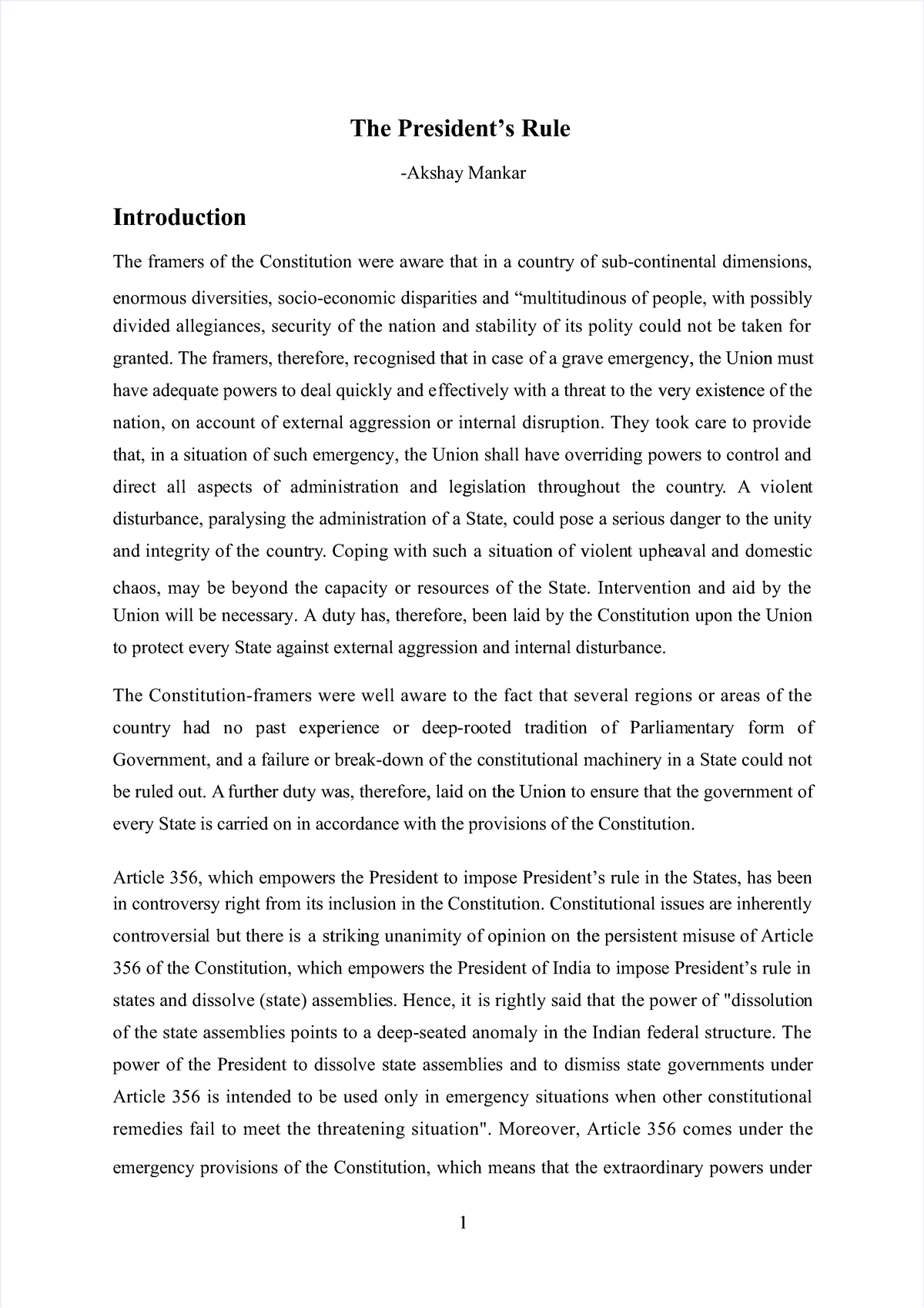 [PDF] Abuse of Article 356 compress - The President’s RuleThe President ...