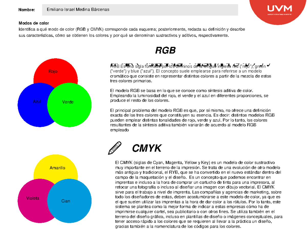 Modos de color - Actividad - Nombre: Modos de color Identifica a qué ...