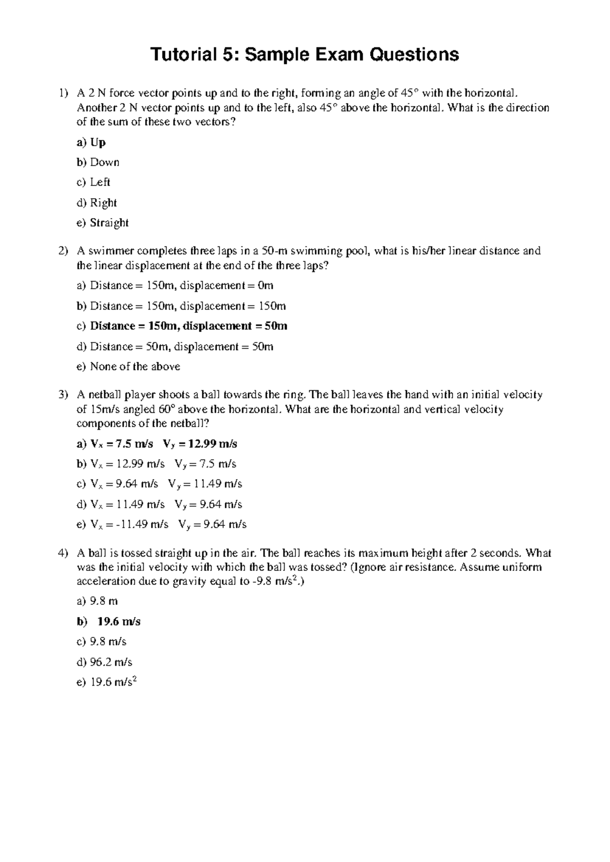 Tutorial 5 Exam-type Questions with Answers - Tutorial 5: Sample Exam ...
