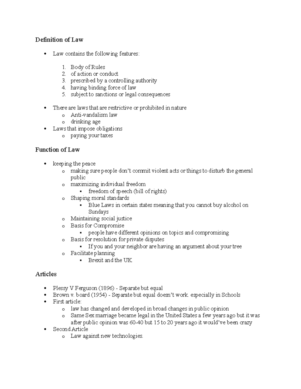 MGT2000 1 - Lecture notes 1 - Definition of Law Law contains the ...