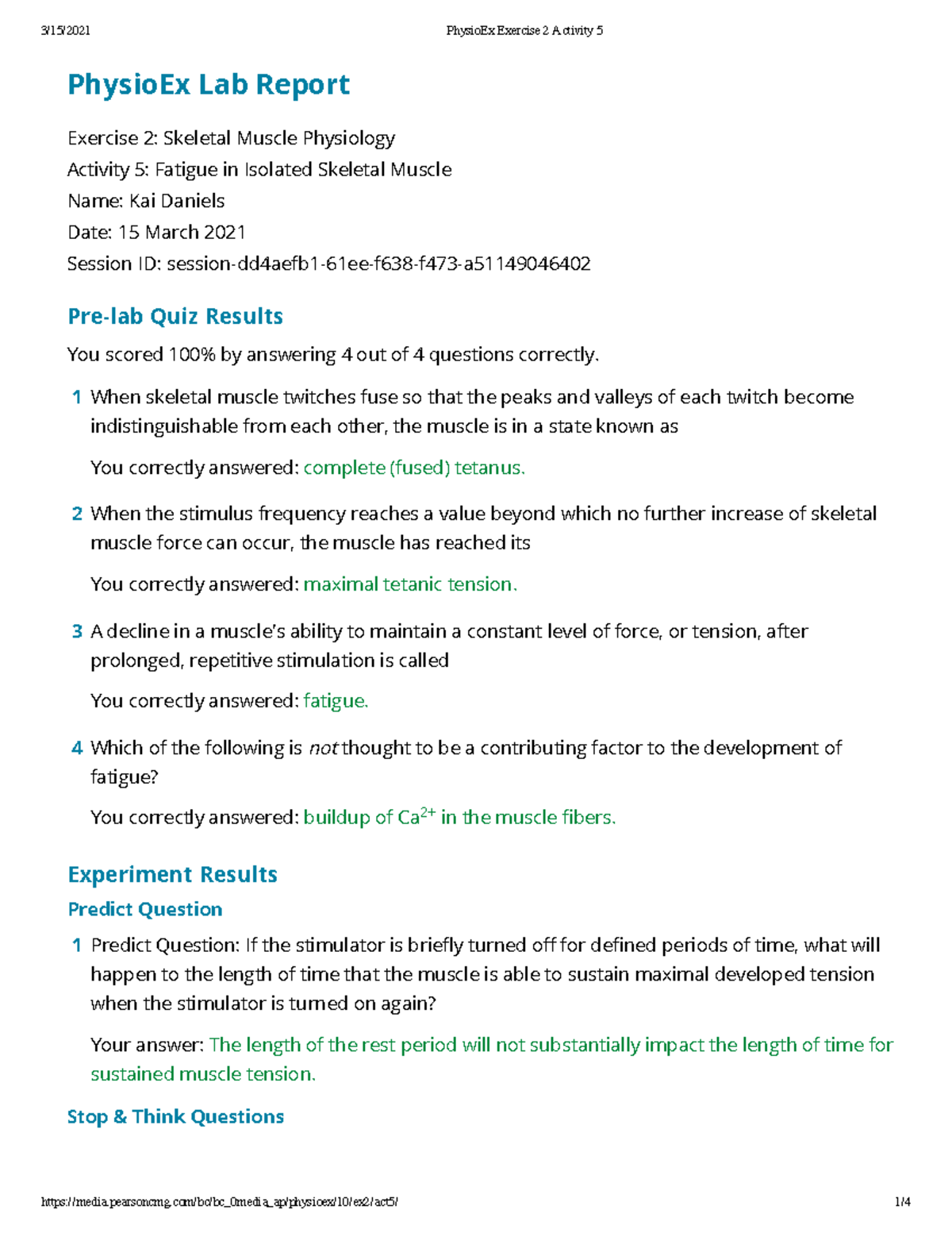 Physio Ex Exercise 2 Activity 5 - PhysioEx Lab Report Exercise 2 ...