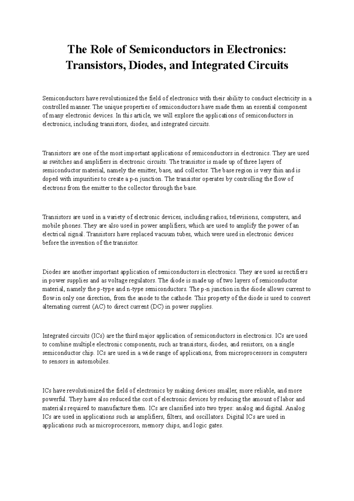 The Role of Semiconductors in Electronics - The Role of Semiconductors ...