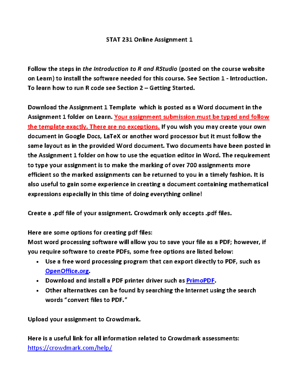 Assignment 1 Fall 2020 - **STAT 231 Online Assignment 1 ** Follow the ...