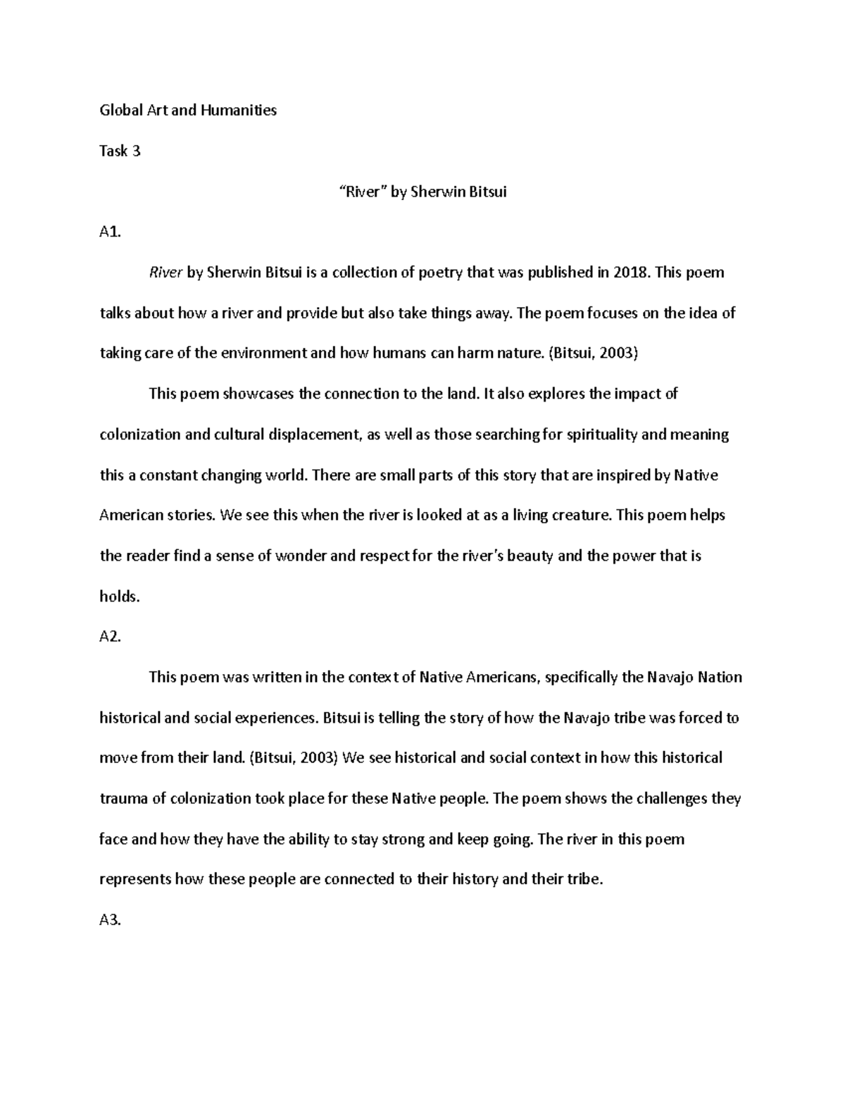 D198 - Task 1 - n/a - Global Art and Humanities Task 3 “River” by ...