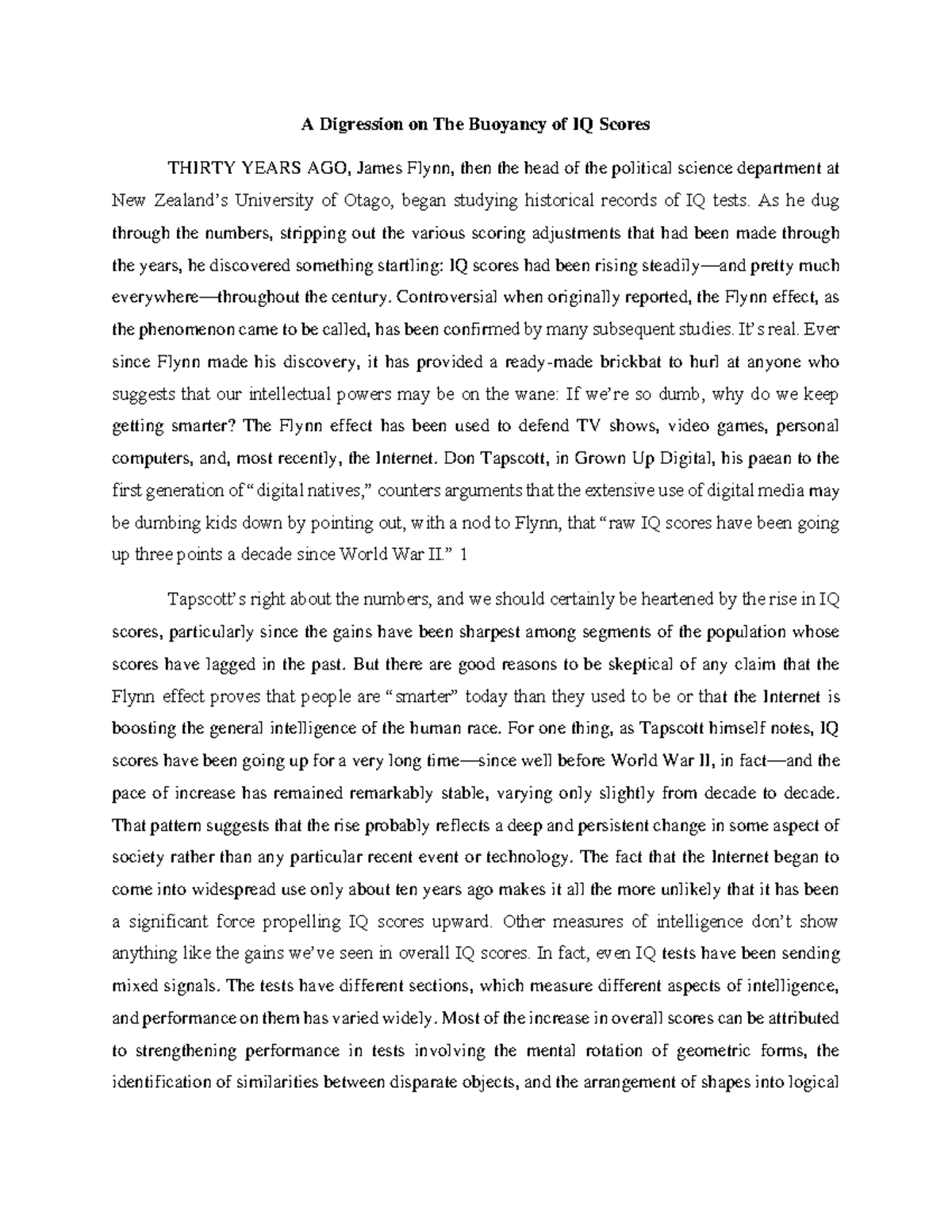 A Digression on The Buoyancy of IQ Scores - As he dug through the ...