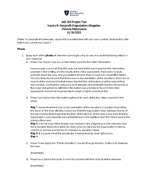 ACC 427 Project Two General Store Corporation Fraud Investigation Case ...