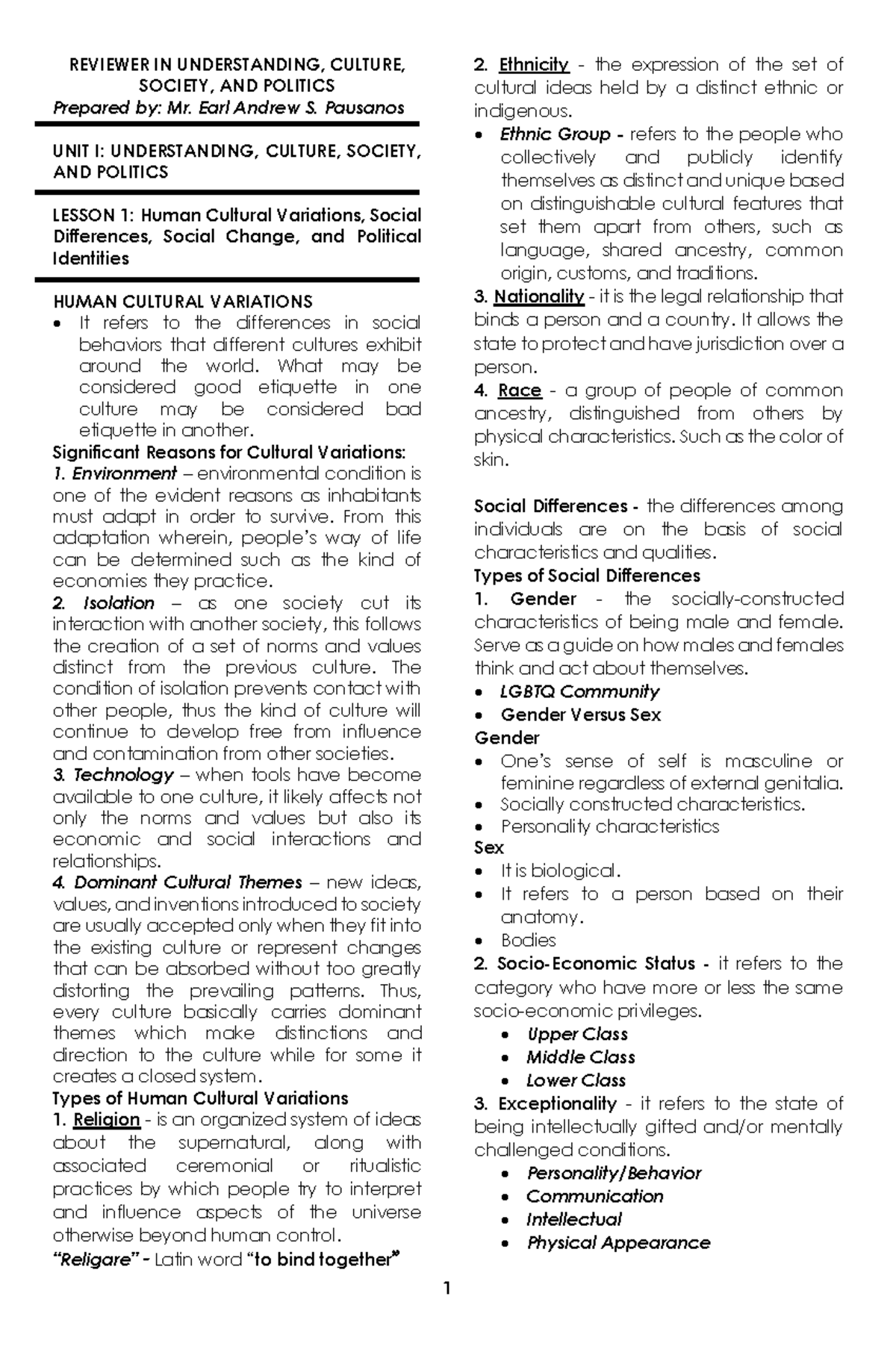 Reviewer IN UCSP 3RD Grading Period - REVIEWER IN UNDERSTANDING ...