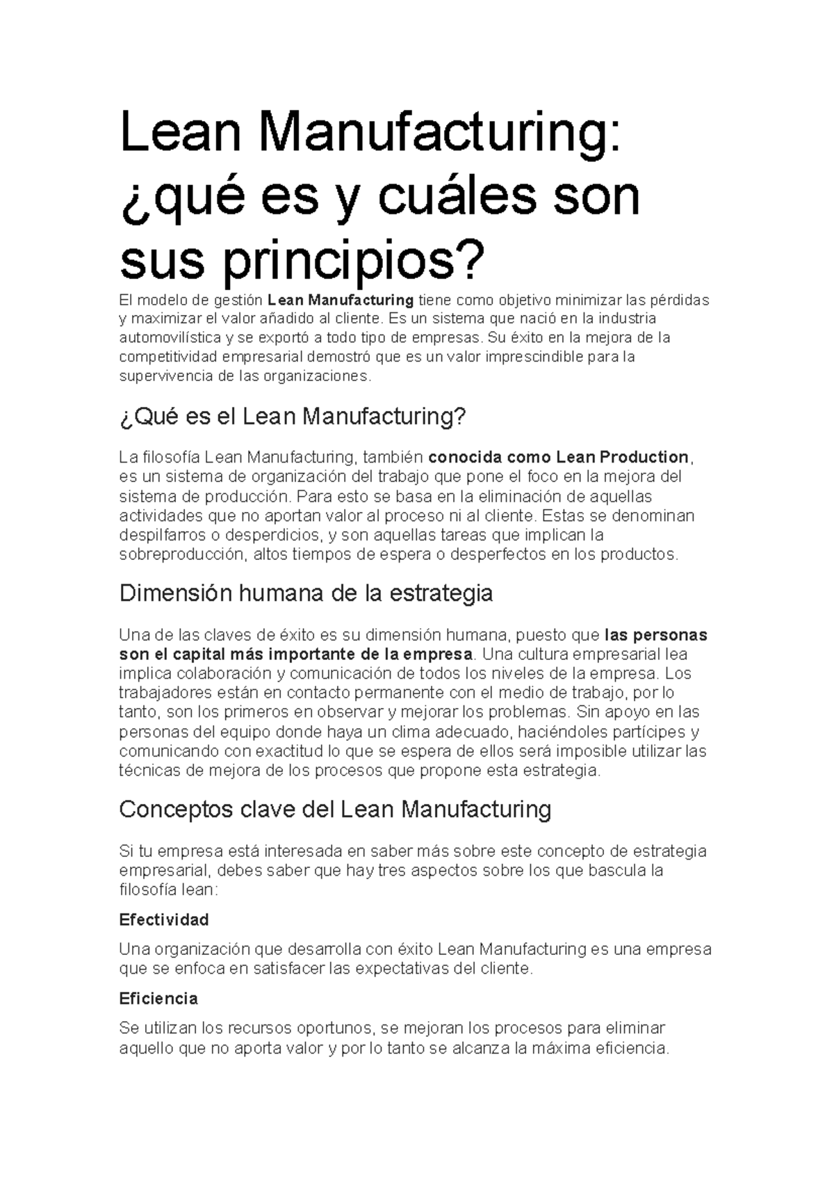 Lean Manufacturing - informe - Lean Manufacturing: ¿qué es y cuáles son sus principios? El ...