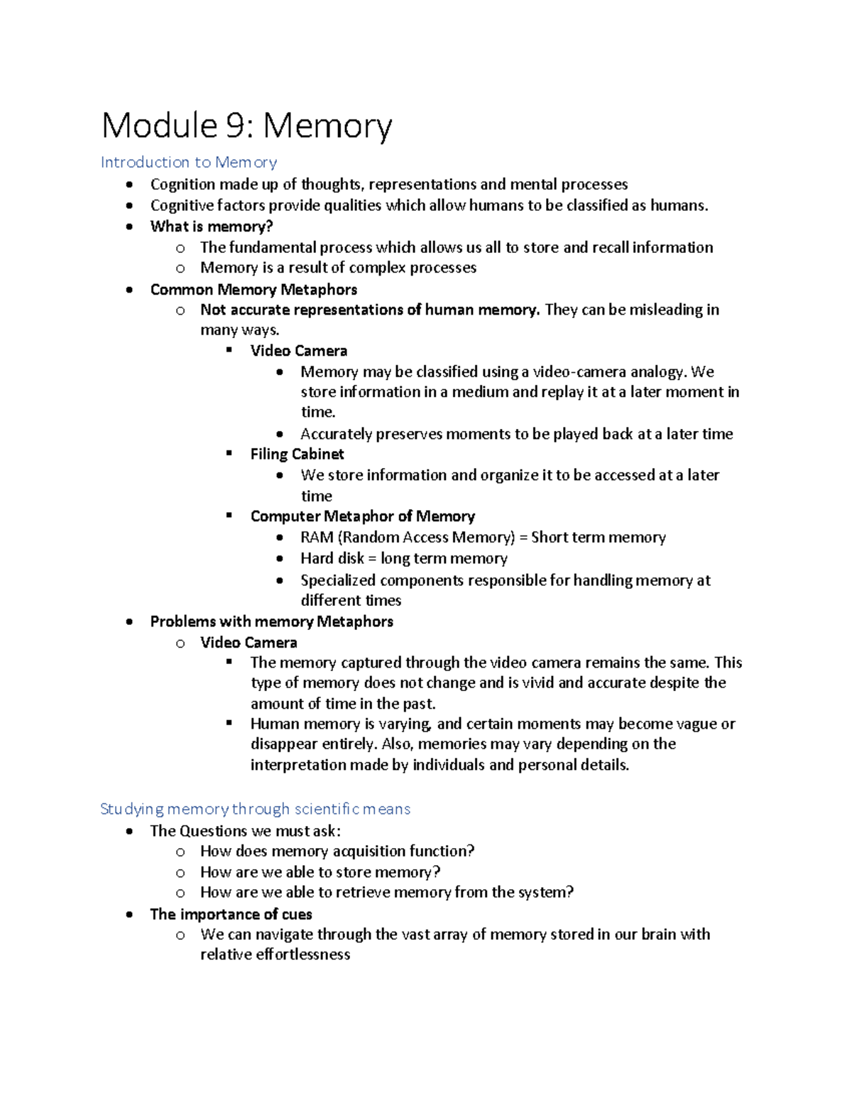 Module 9- Memory - Unit 9 as taught by teacher - Warning: TT: undefined function: 32 Module 9 ...