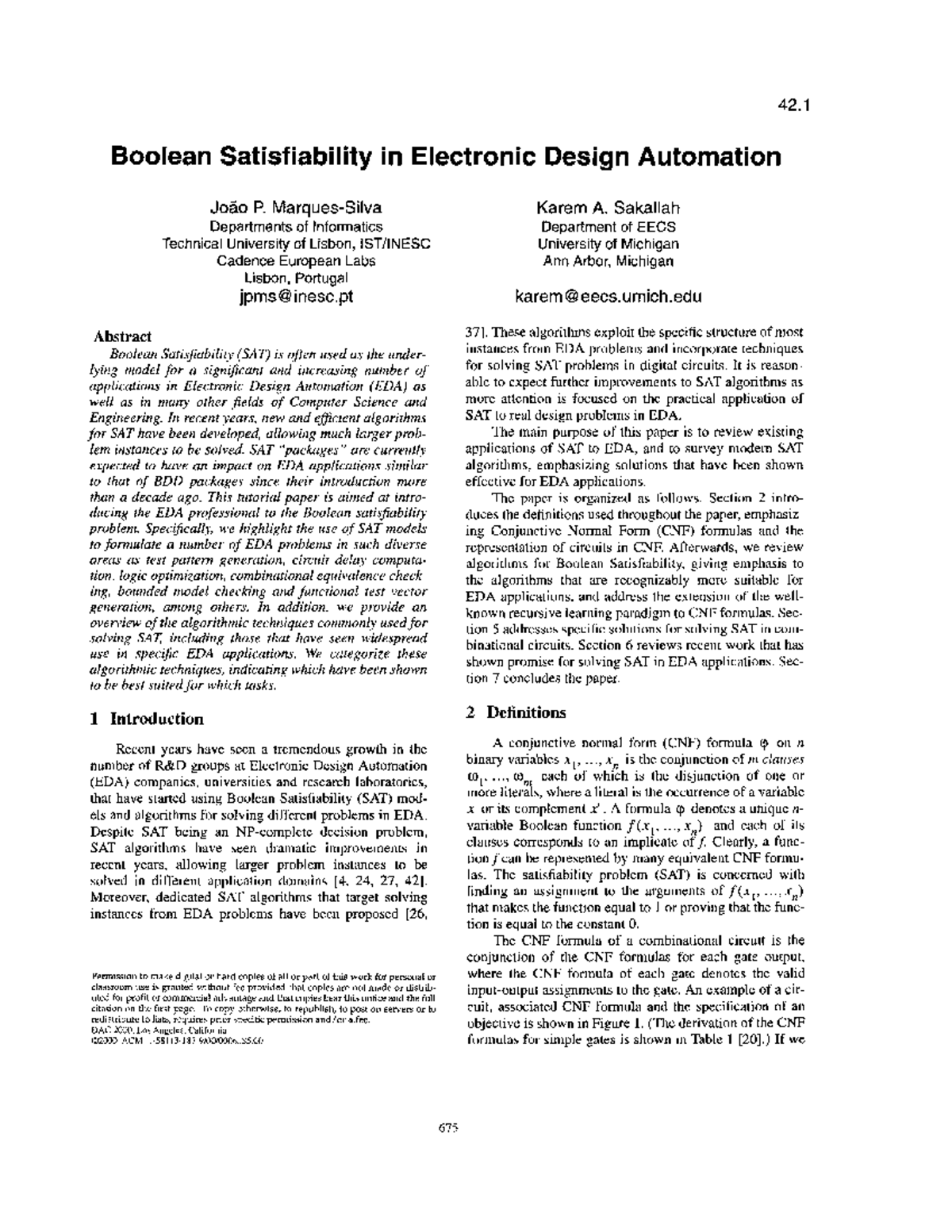 Presentation source 1 - 42. Boolean Satisfiability in Electronic Design Automation Jog0 P. - Studocu