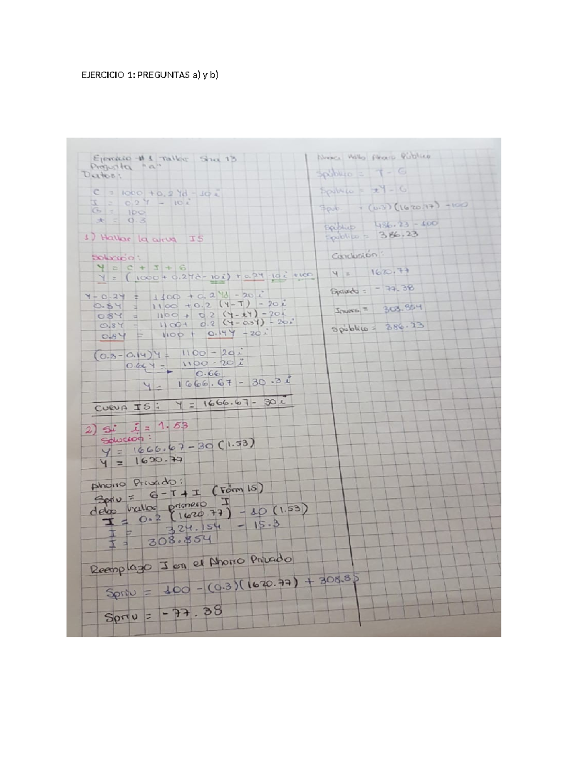 S13 s1 Solucion DE Taller - Microeconomía y Macroeconomía - EJERCICIO 1: PREGUNTAS a) y b ...