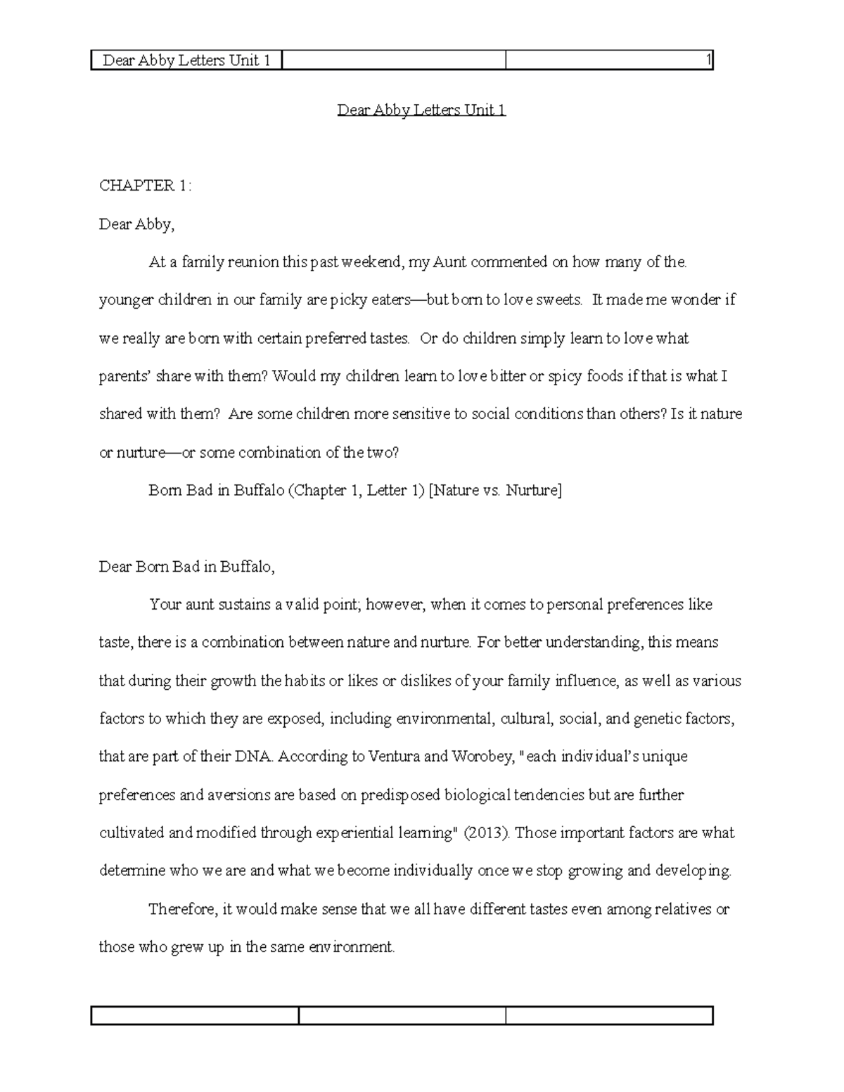 Dear Abby Letters Unit 11 - younger children in our family are picky ...