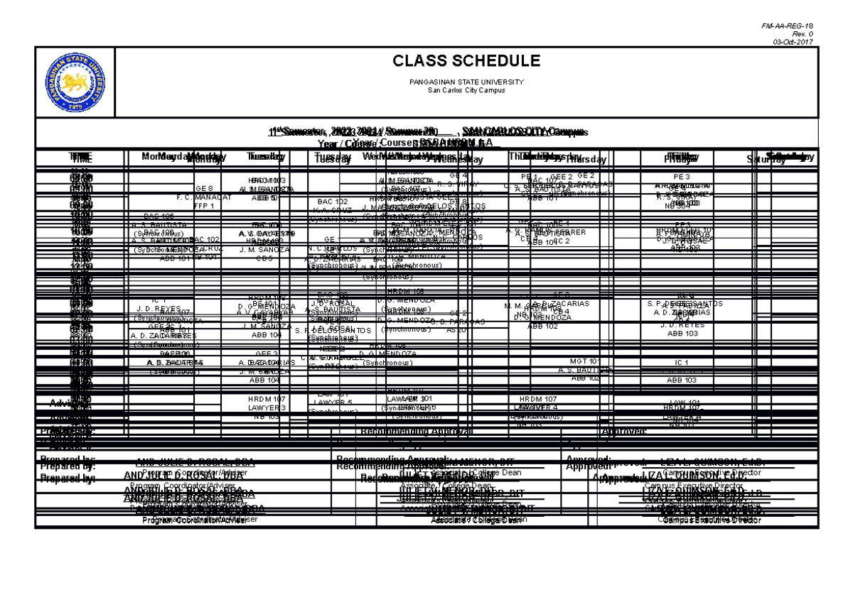 Class-Schedule-1st-Sem-SY-2023-24 BSBA-HRDM - FM-AA-REG- Rev. 0 03-Oct ...