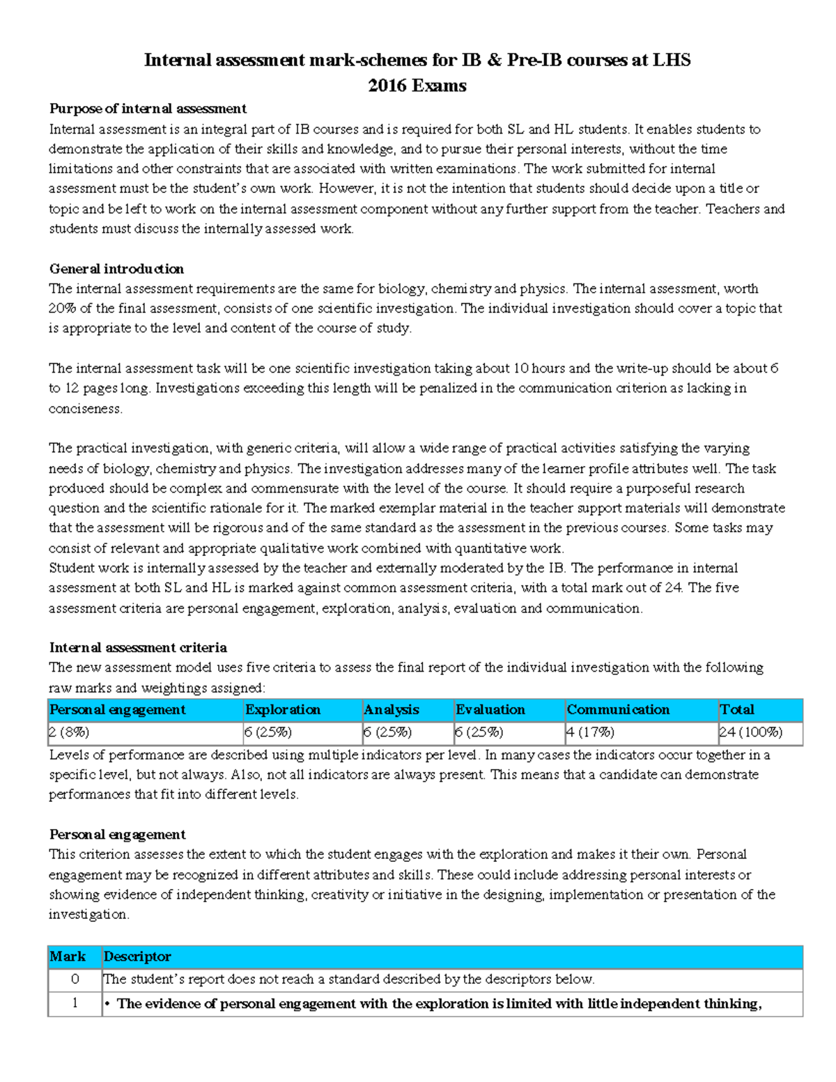 IA Descriptors-1 - IA Descriptors for IB Biology - Internal assessment ...