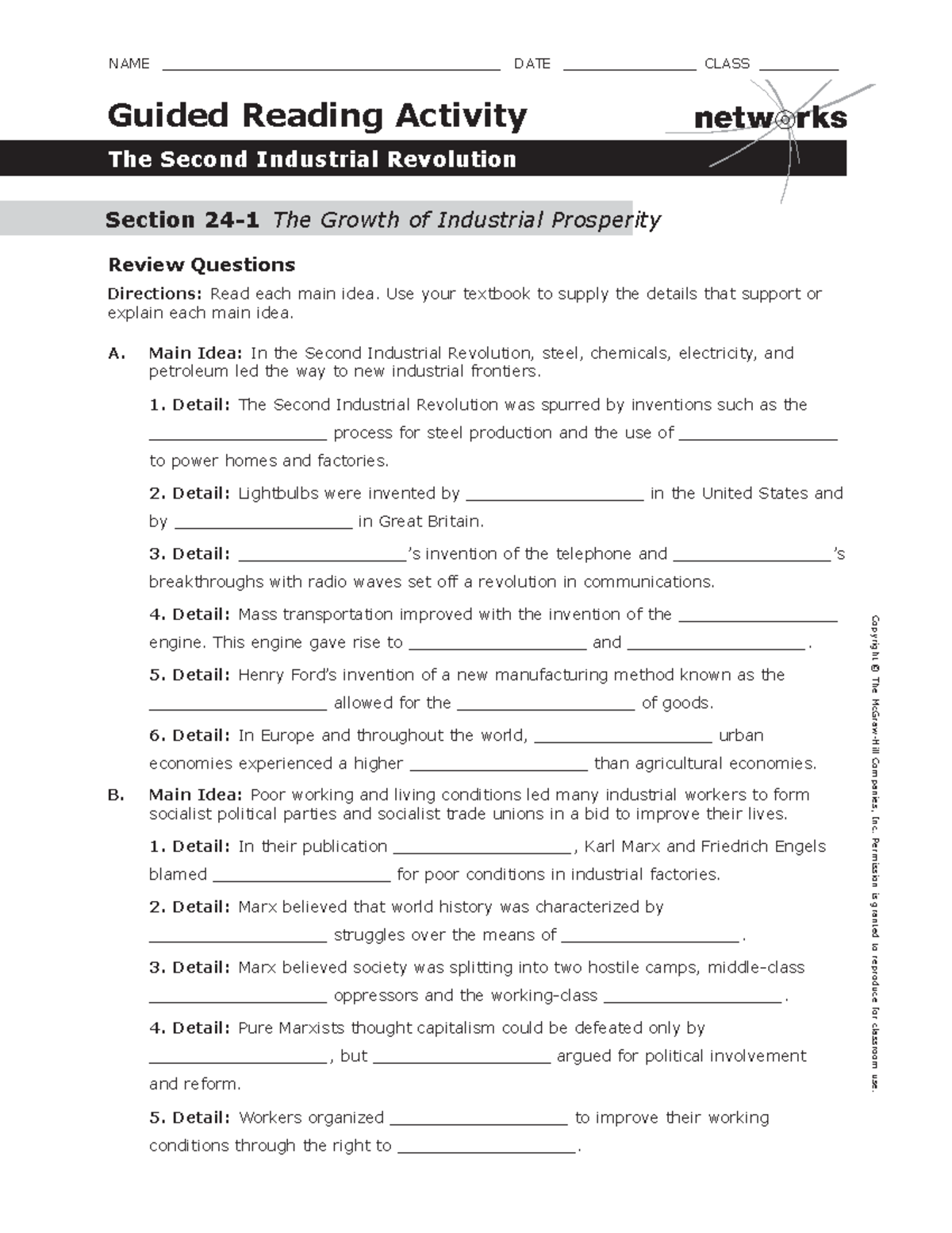 24-1+Second+Industrial Revolution reading&quiz combined - NAME - Studocu