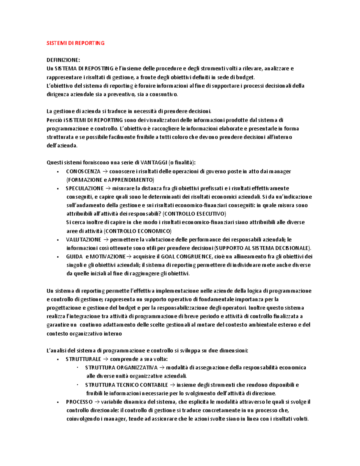 I sistemi di reporting - SISTEMI DI REPORTING DEFINIZIONE: Un SISTEMA ...