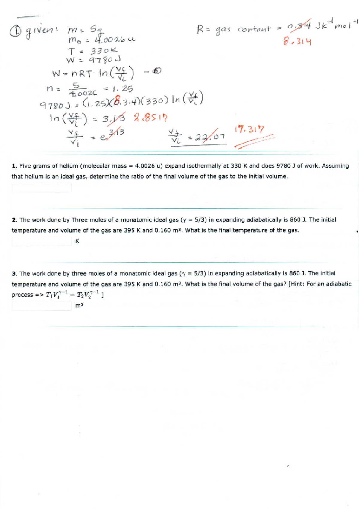 Phys201 HW12 Ideal Gas questions, heat engine, sound - Physc 201 - Studocu