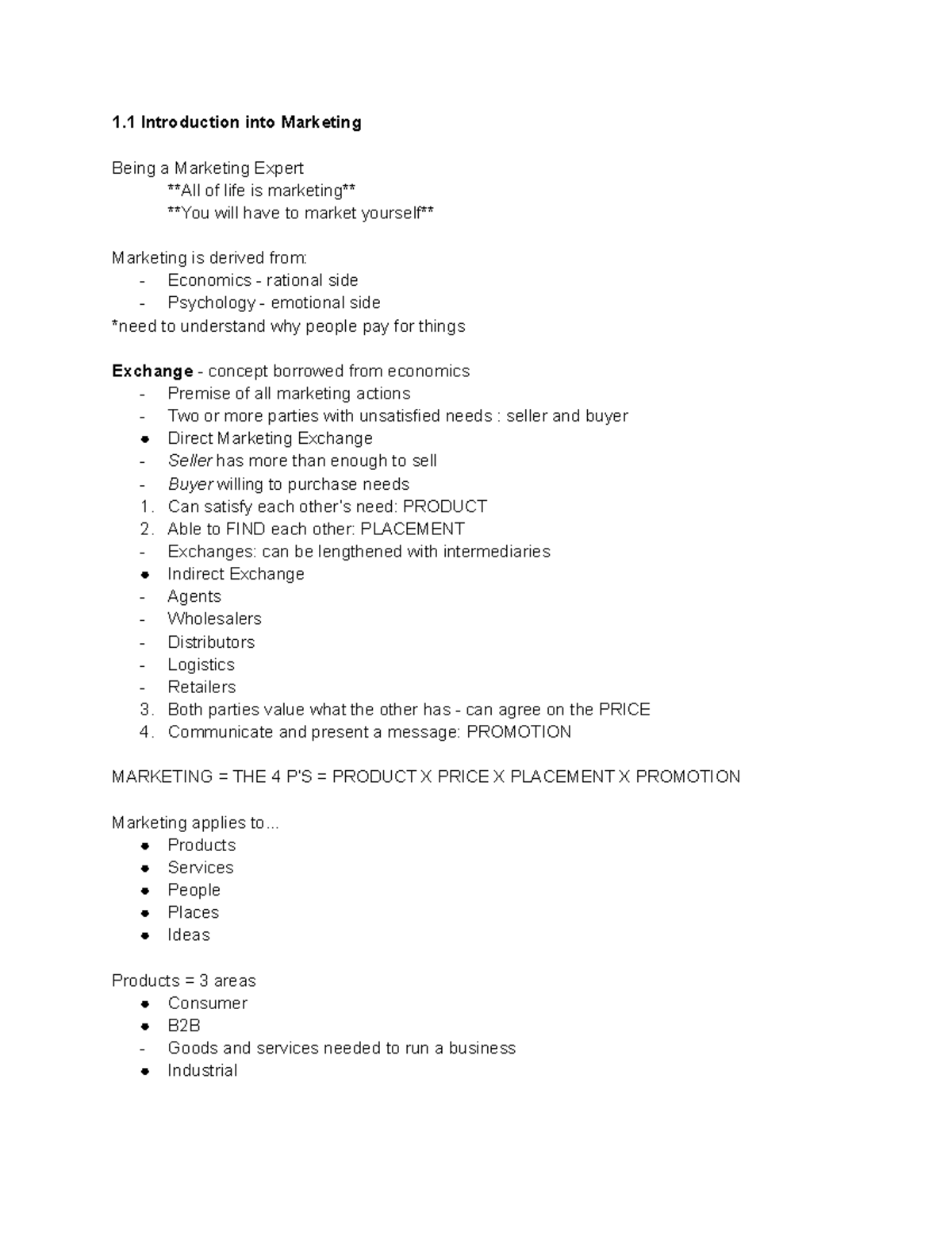 MARKETING-LECTURE1 - 1 Introduction into Marketing Being a Marketing ...