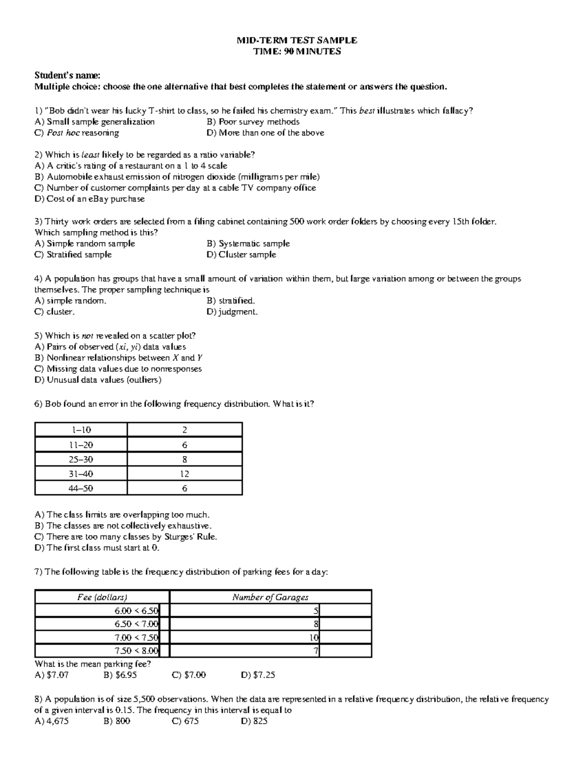 Mid-term 1 - SB nèaaaa - MID-TERM TEST SAMPLE TIME: 90 MINUTES Student ...