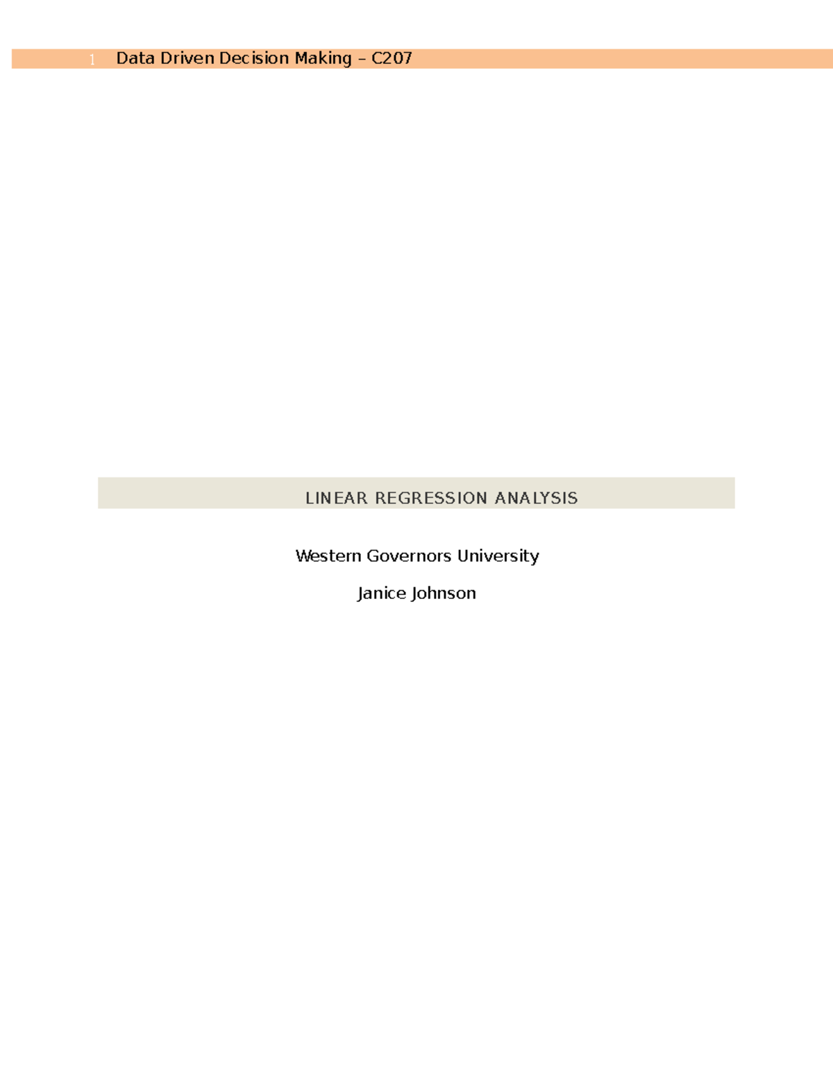 QUM2-TASK 1 - PASSED - LINEAR REGRESSION ANALYSIS Western Governors ...