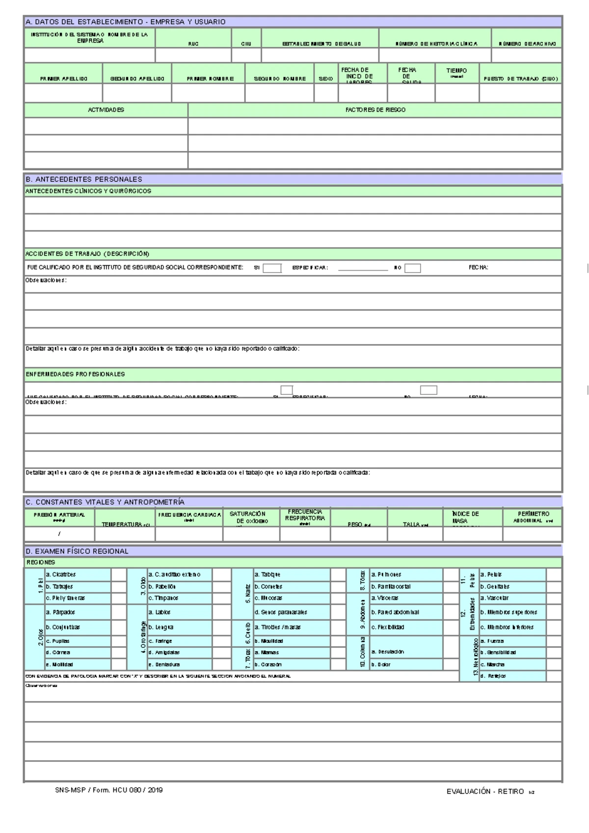 FORMULARIO DE HISTORIA CLINICA OCUPACIONAL APLICABLE EN LA REPUBLICA DEL ECUADOR - SNS-MSP ...