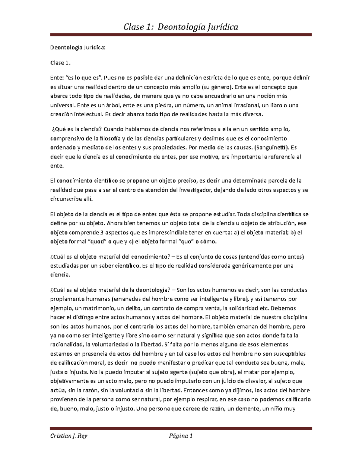 Objeto formal quo y quod, clase desgrabada Deontologia.docx · versión 1 ...