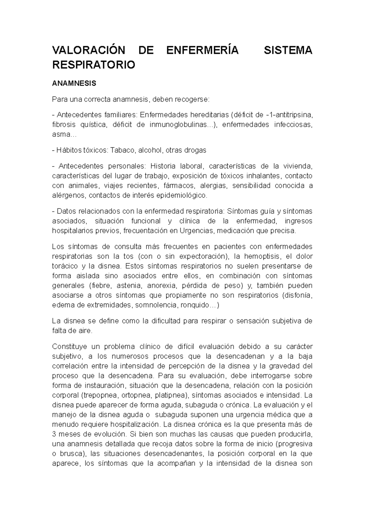 ValoraciÓn DE EnfermerÍa Sistema Respiratorio - VALORACIÓN DE RESPIRATORIO ENFERMERÍA SISTEMA ...