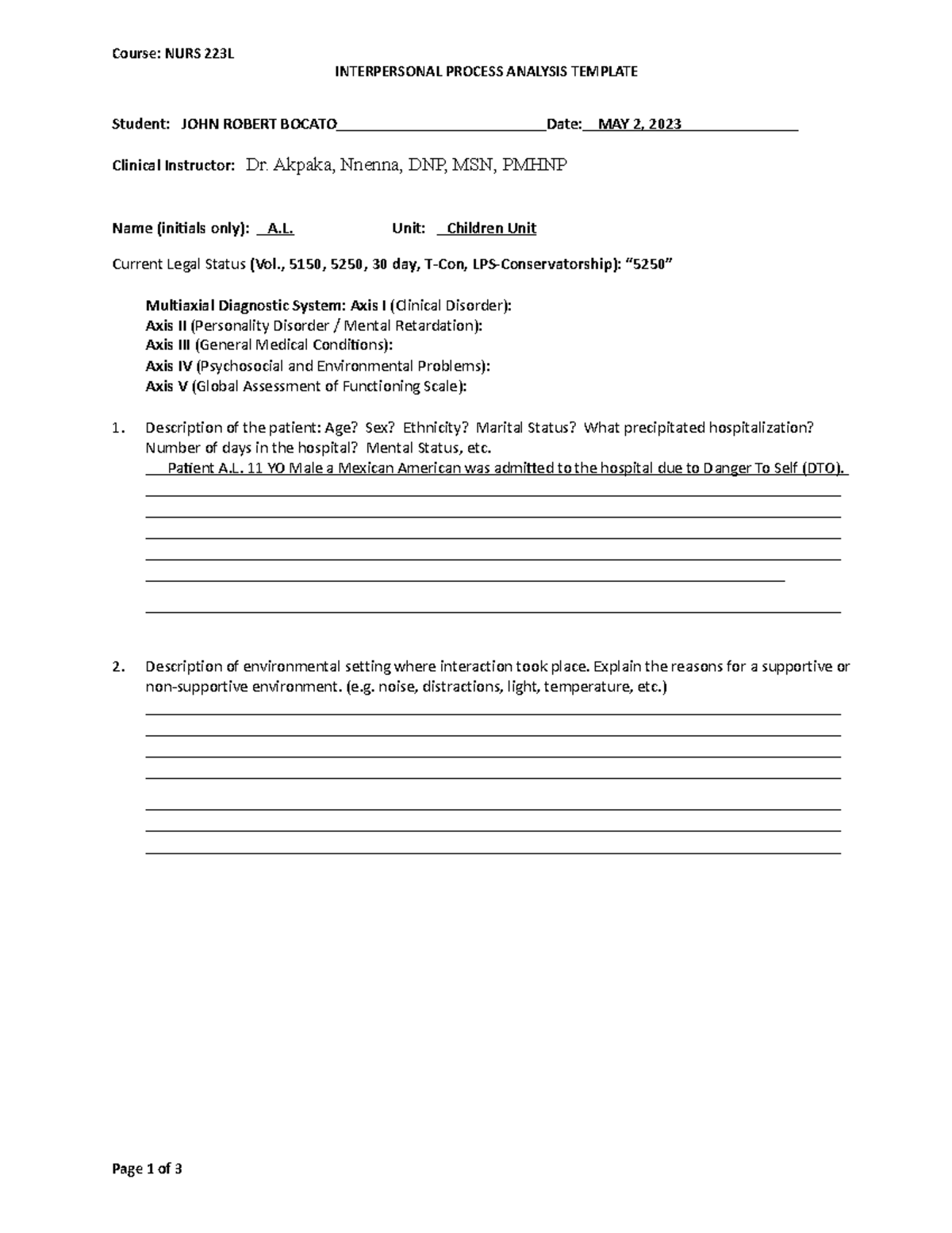 I P A 2 - intraprofessinal team paper - Course: NURS 223L INTERPERSONAL ...