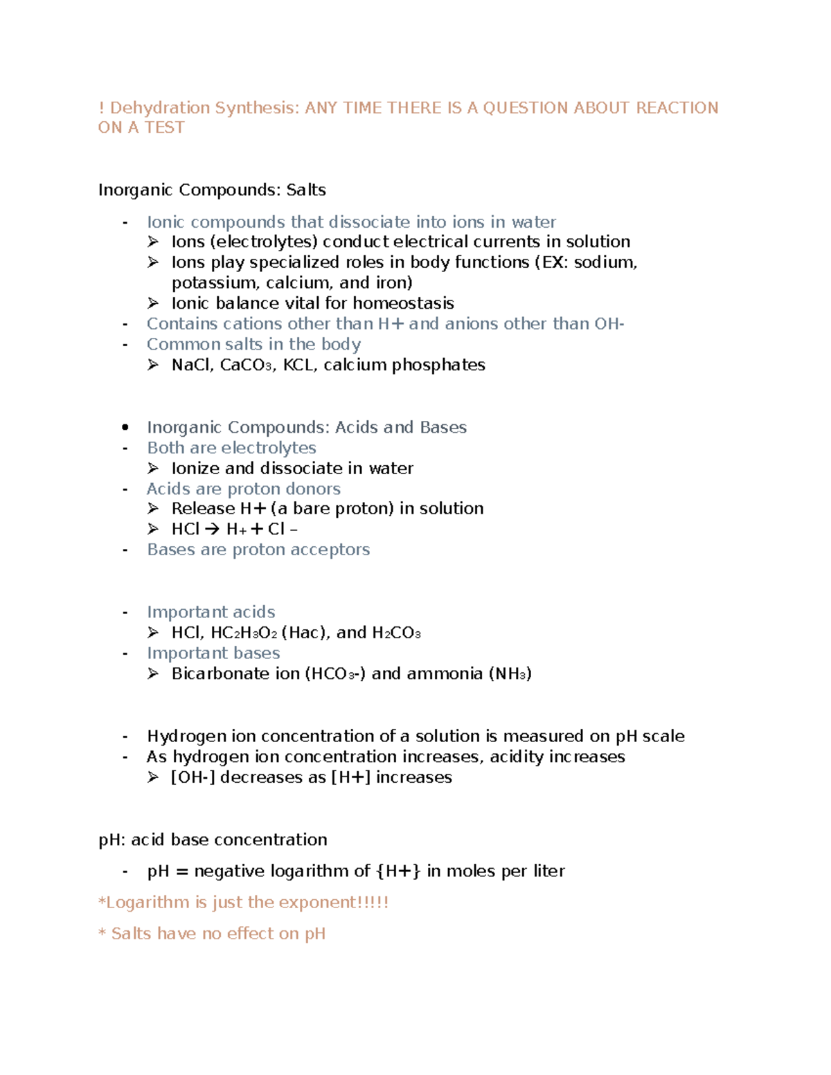 Biochem 2 for anatomy - ! Dehydration Synthesis: ANY TIME THERE IS A ...