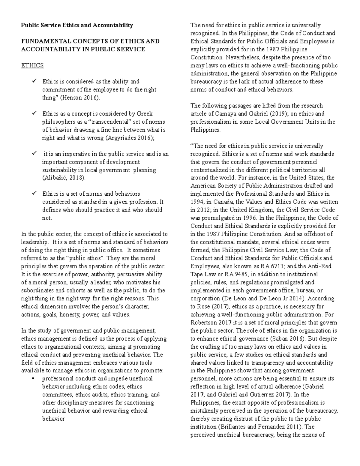 Public Service Ethics and Accountability - Public Service Ethics and ...