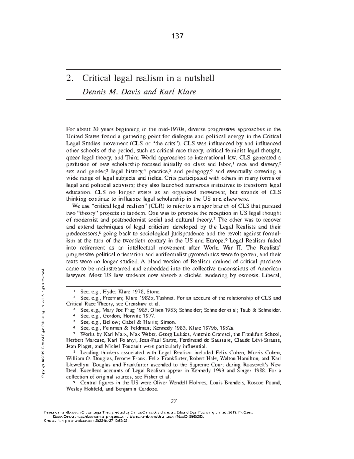 CLR - reading - 2. Critical legal realism in a nutshell Dennis M. Davis ...