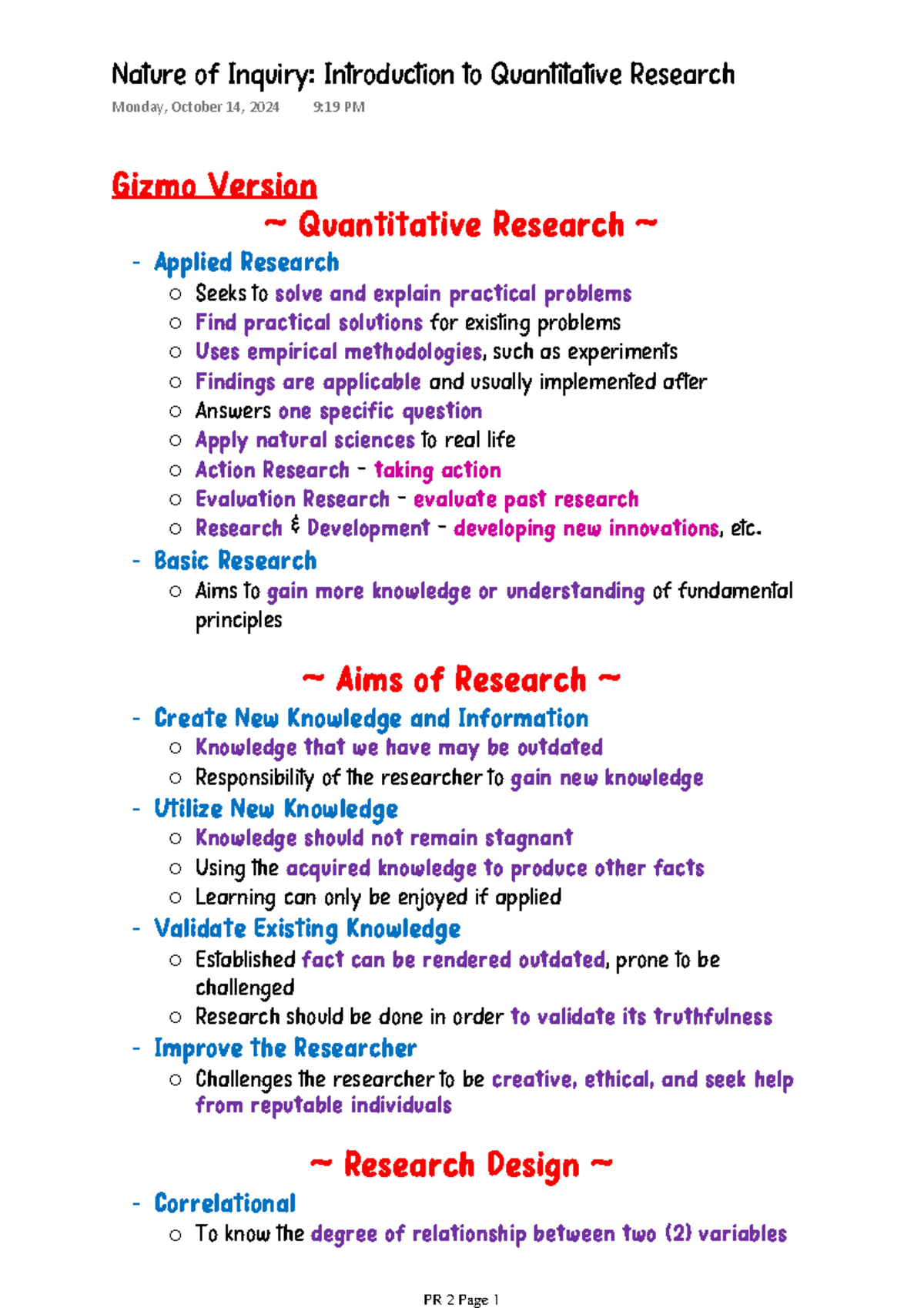 PR2-Reviewer - Practical Research 2 - 1st Term Reviewer - Gizmo Version ...