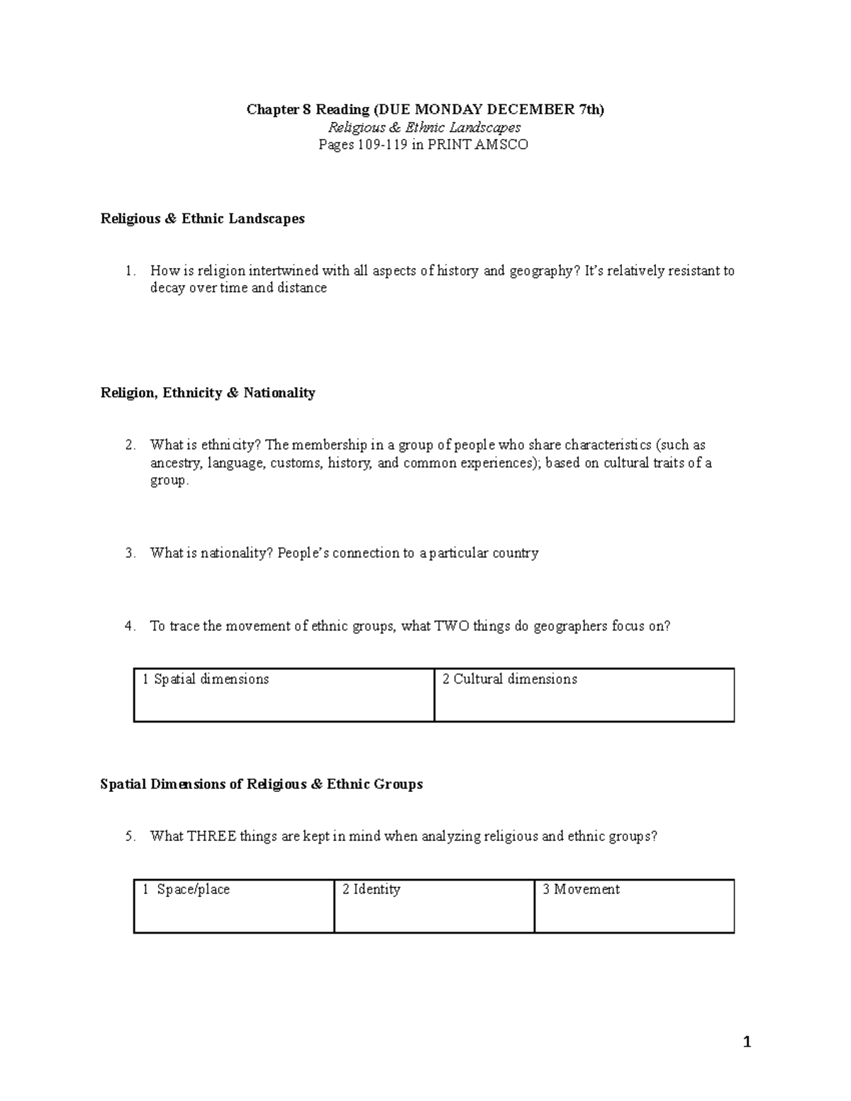Chapter 8 Reading Guide Questions - Chapter 8 Reading (DUE MONDAY ...