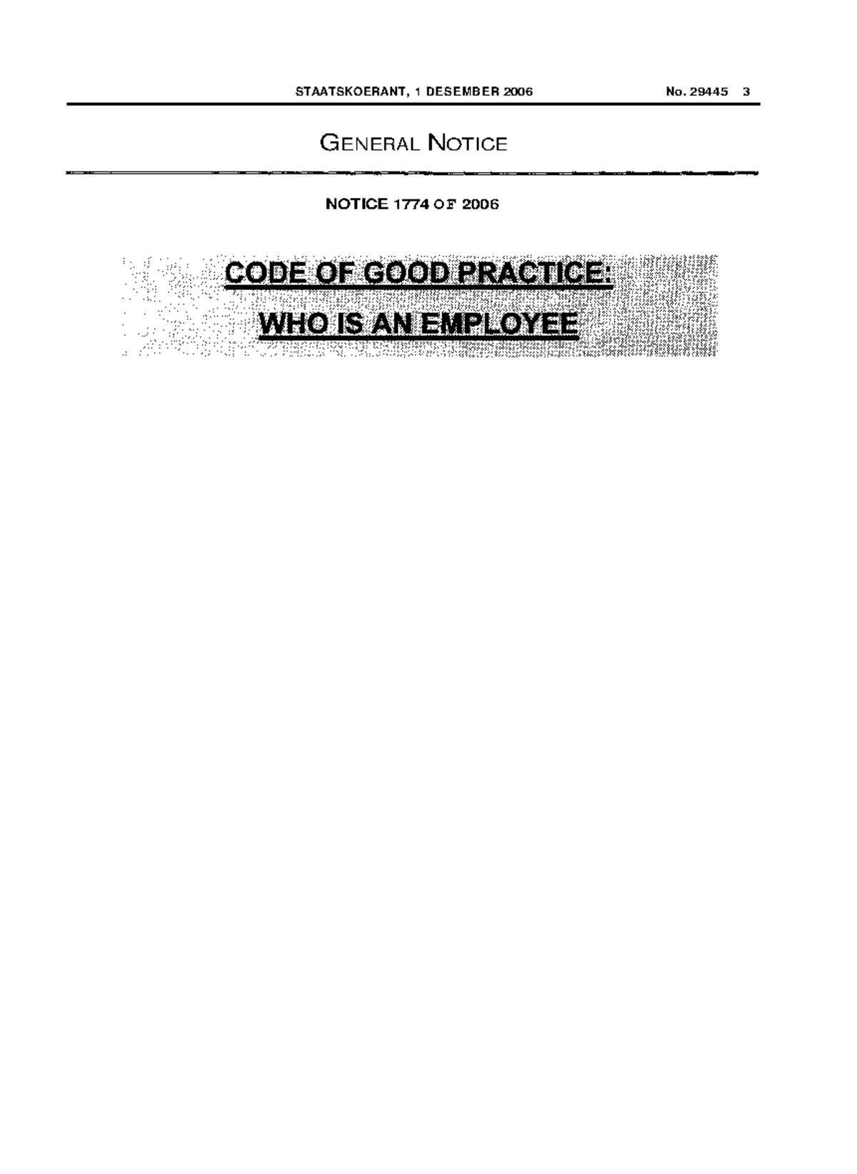 Code of good practice who is an employee - STAATSKOERANT, 1 DESEMBER ...